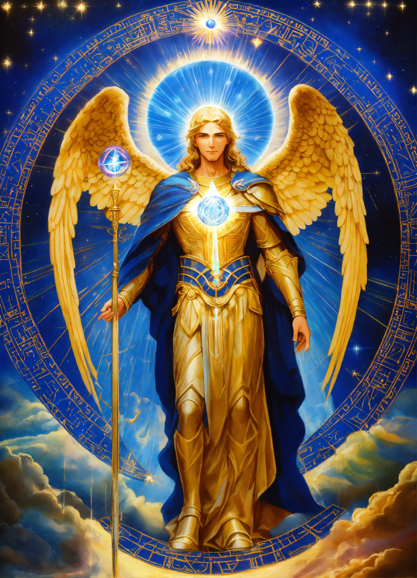 Lexica - Archangel Michael with an elderly visage, mystic emblem ...