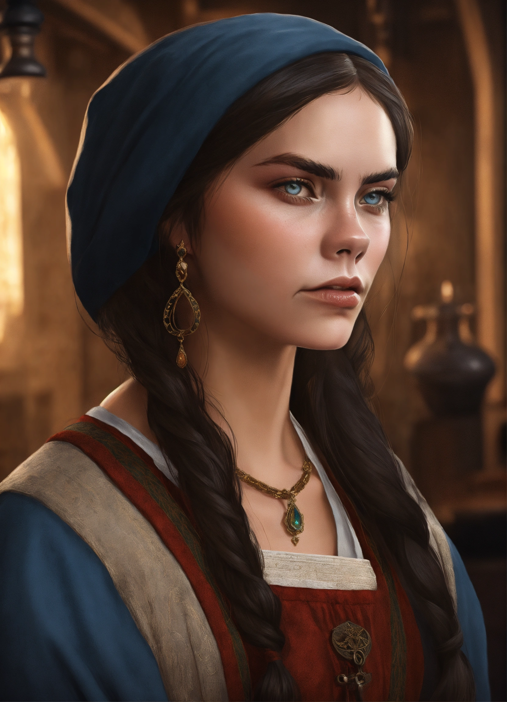 Lexica - Portrait of Cara Delevigne, medieval peasant woman, medieval ...