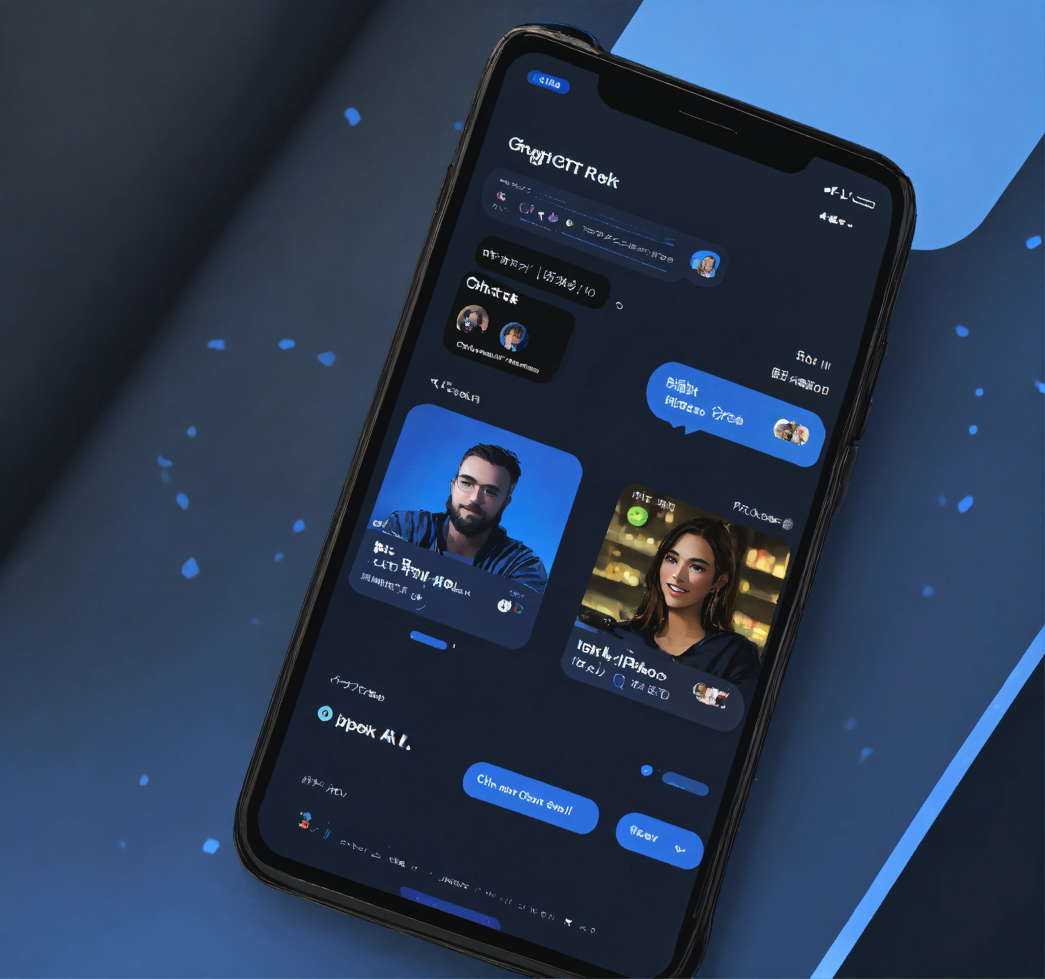 Lexica - Chat GPT, Open AI blue black ux/ui