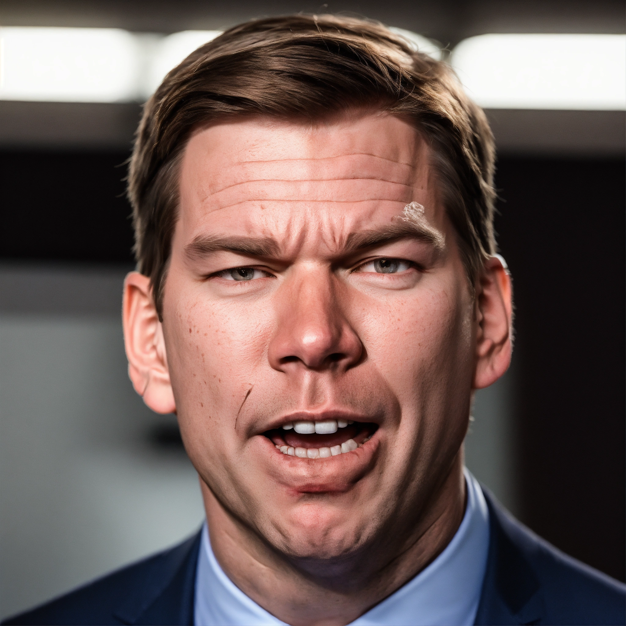 Lexica - ERIC SWALWELL, MAD, ANGRY, HEAVY ACNE ON FACE, YELLING