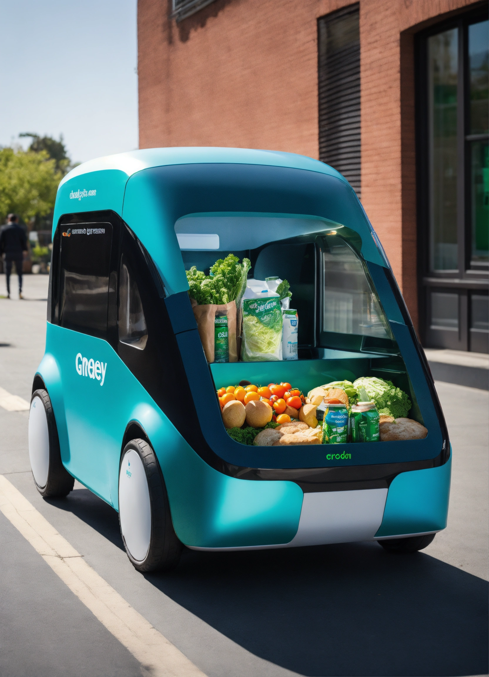 Lexica - Autonomous Grocery delivery vehicle , grocery bags inside with ...