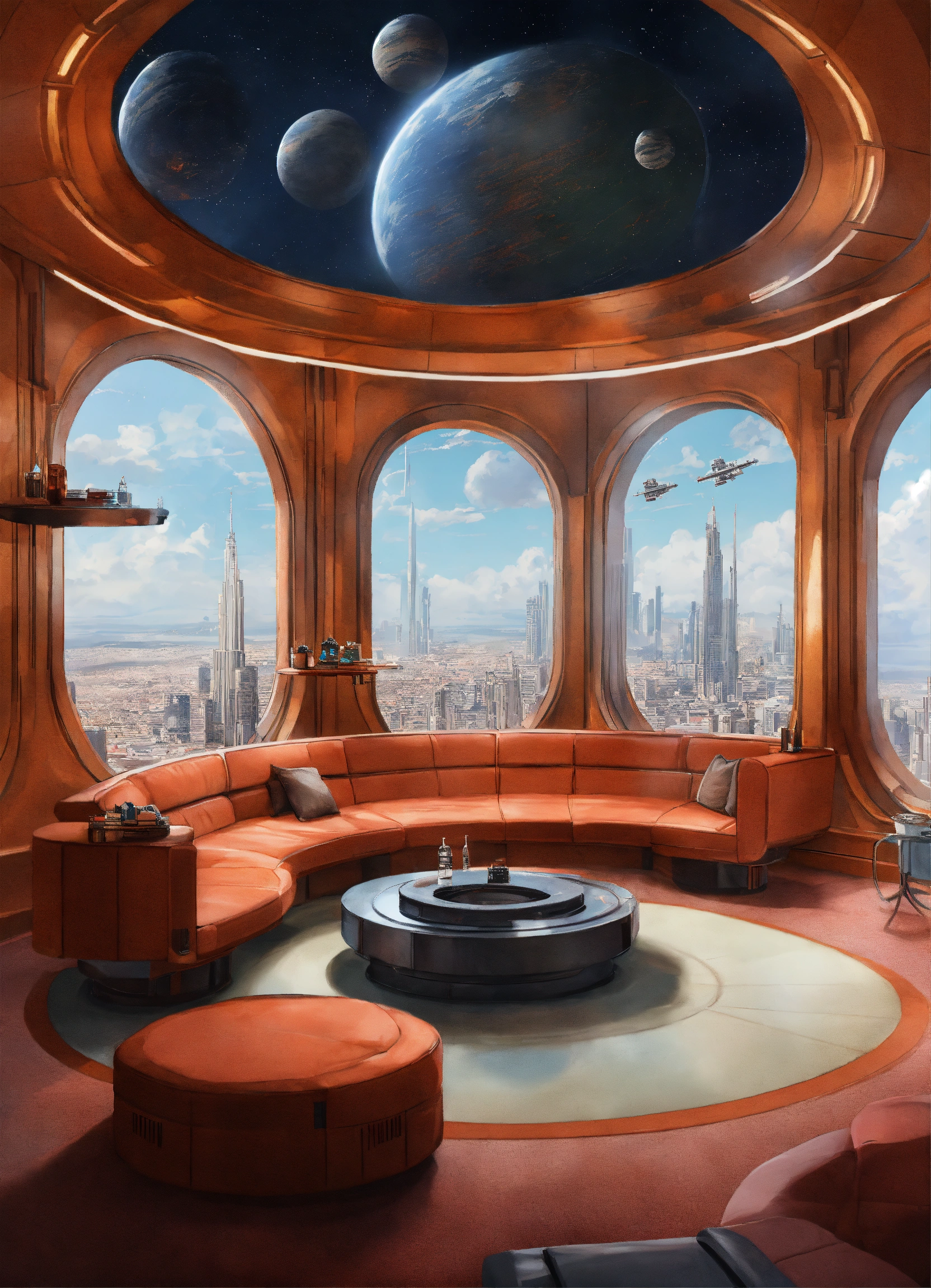 Lexica - Digital art drawing of a circular Star Wars suite with ...