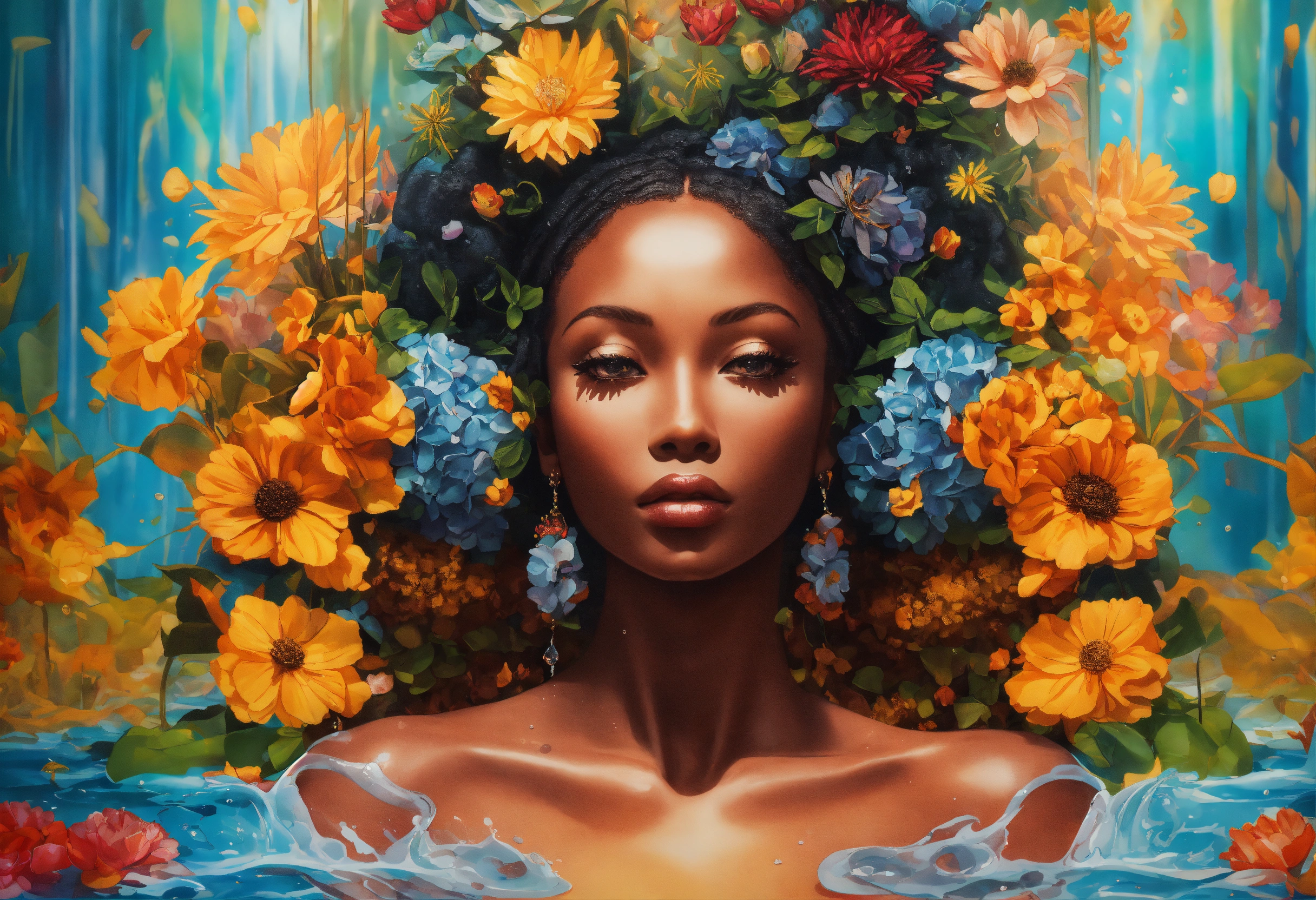 Lexica - Two Afrocentric women, one made of glass with water flowing ...