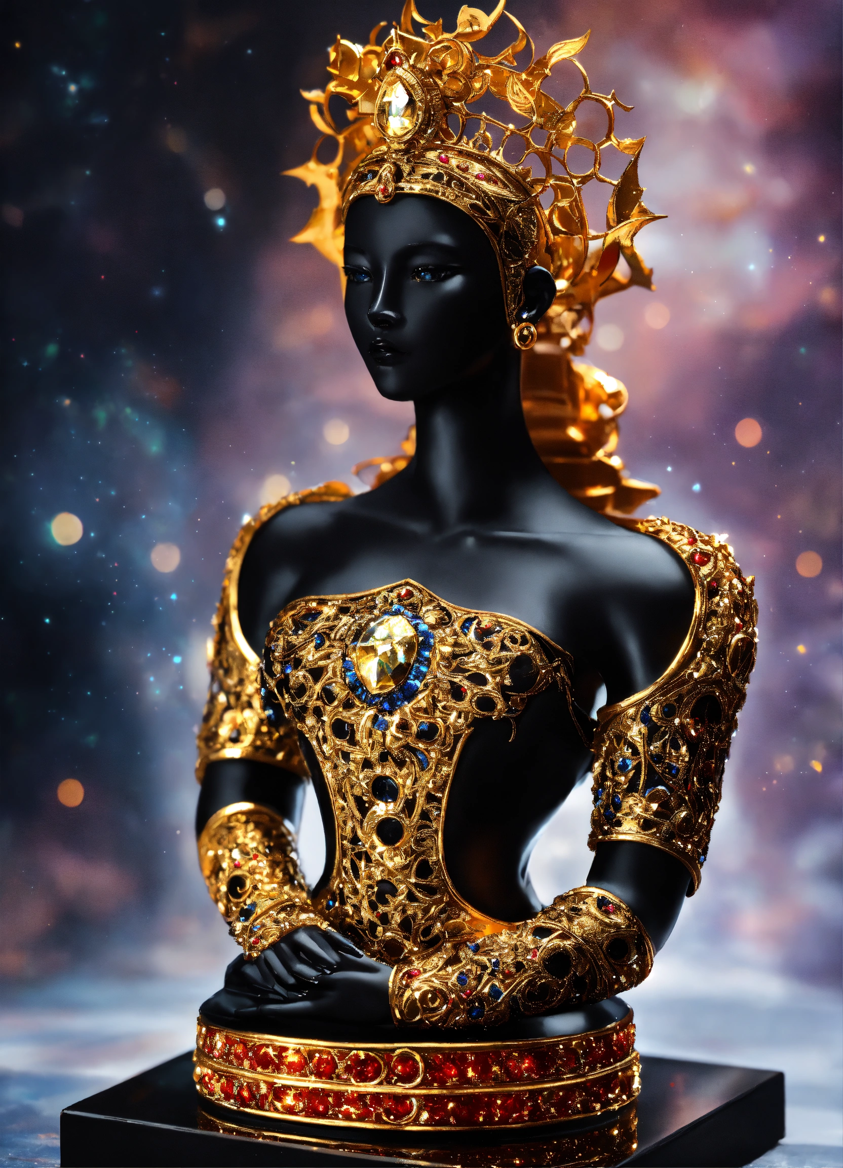 Lexica - Minimalism. Black Solar Queen with long oversized red flowing ...