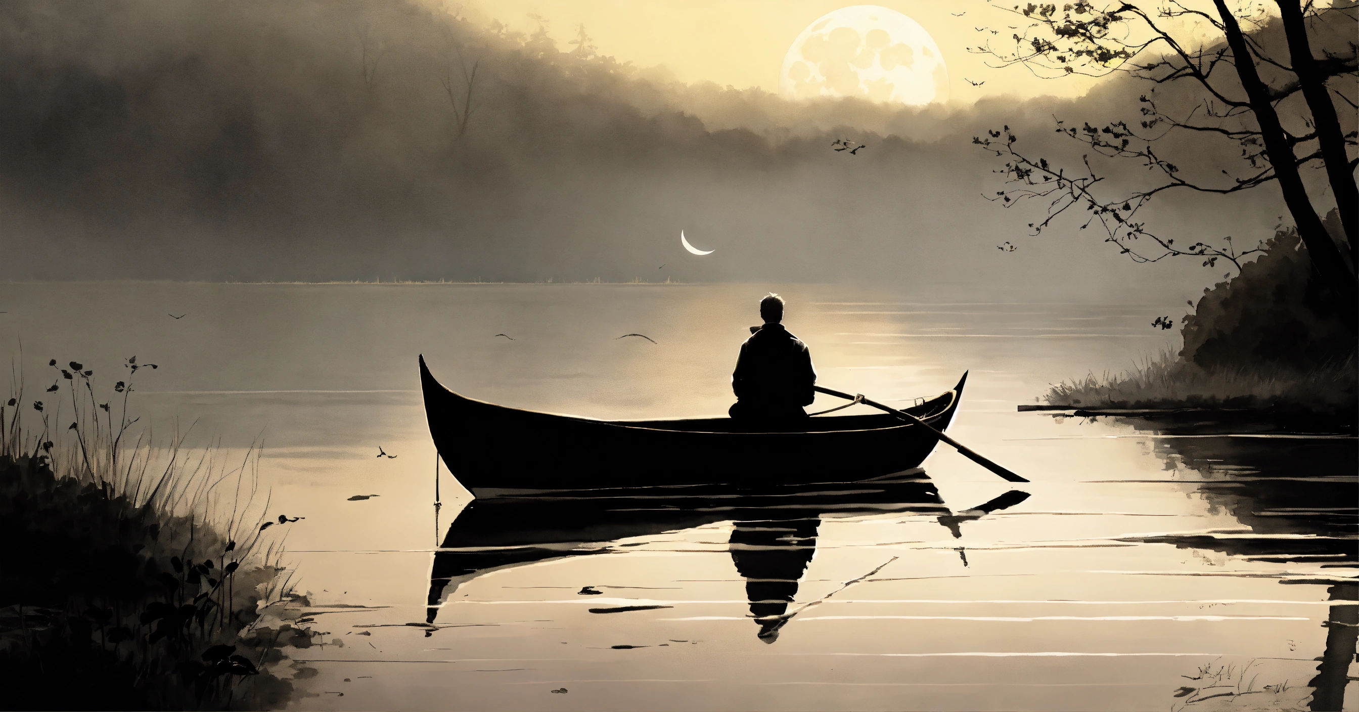 Lexica - Create a black and white watercolor illustration that captures ...