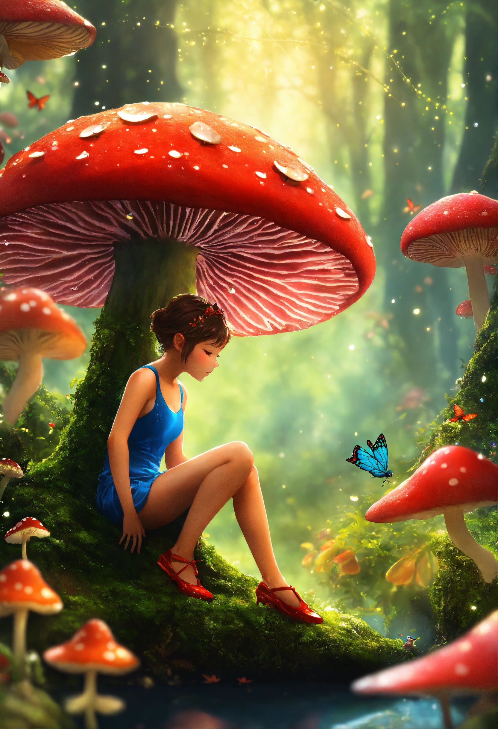 Lexica - In the enchanted forest, a pixie with leaf-like skin gazes at ...