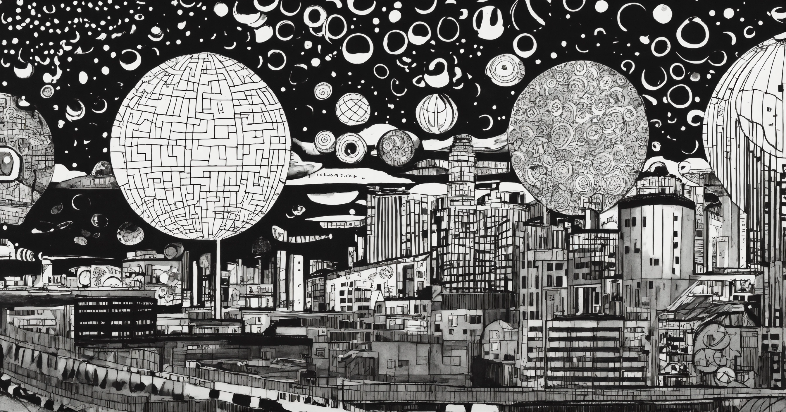 Lexica - Simple 1960s sharpie drawing black and white only. thought ...
