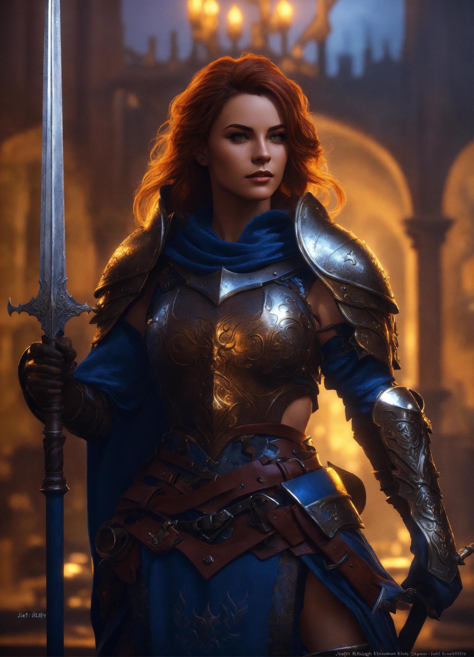 Lexica - Stunning female, brotherhood of shadows Dralkan knight by Jeff Easley Blender render, 8k.