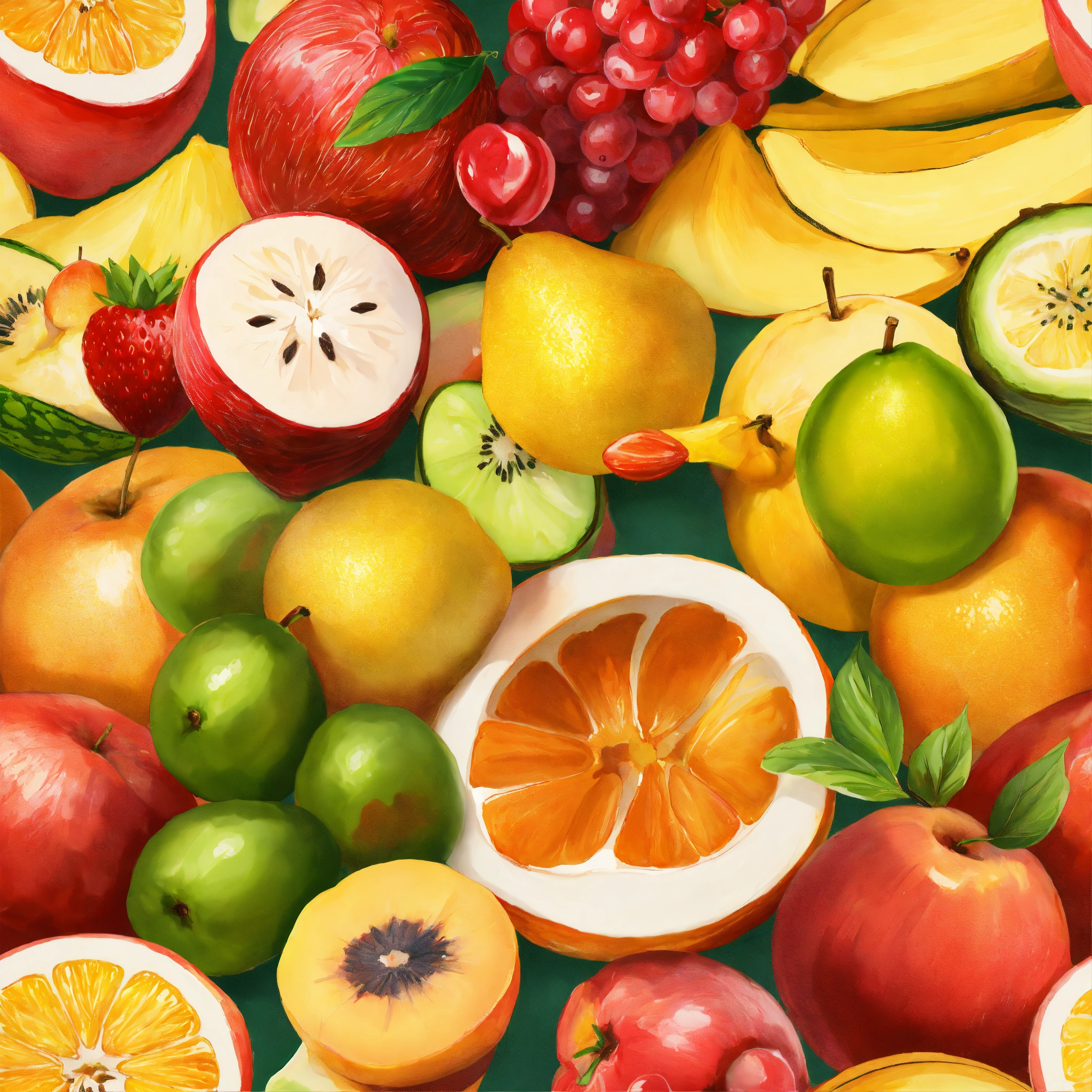 Lexica - Various fruits sheet, isolate objects, realistic cartoon oil ...