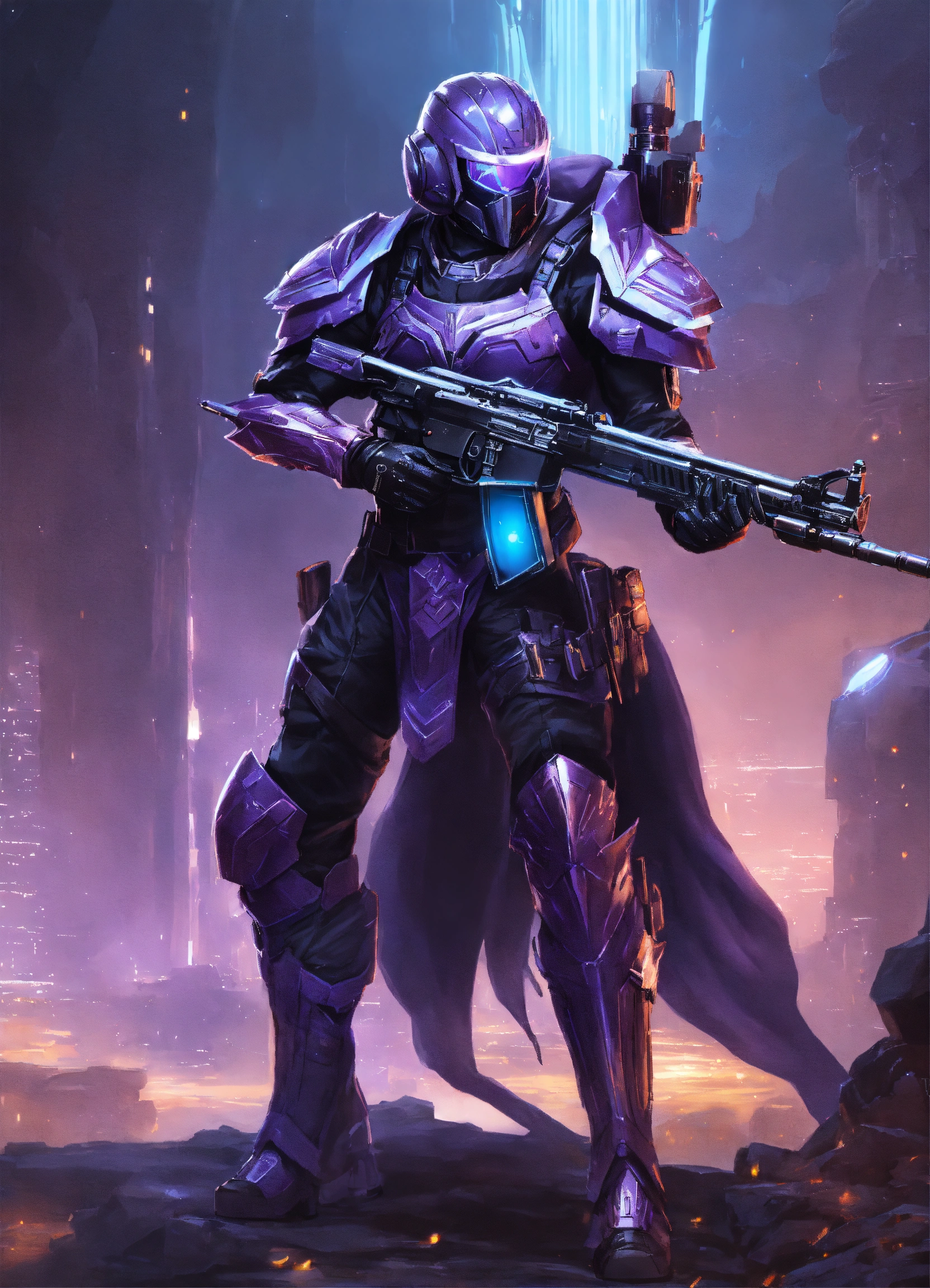 Lexica - High elf sci fi soldier wearing heavy sci fi armor, black and ...