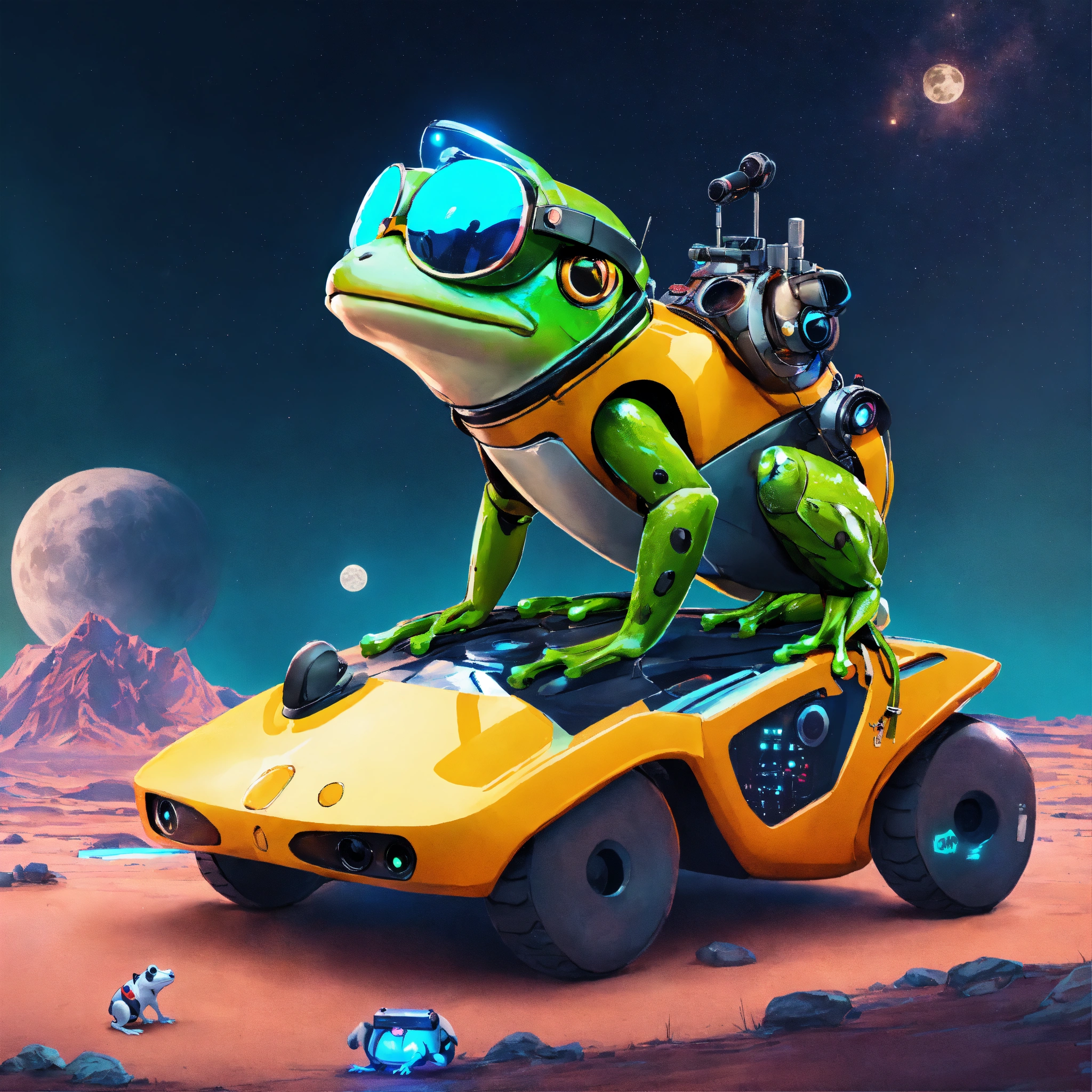 Lexica - Frog with dog inu full body cyberpunk style immaculate robot ...