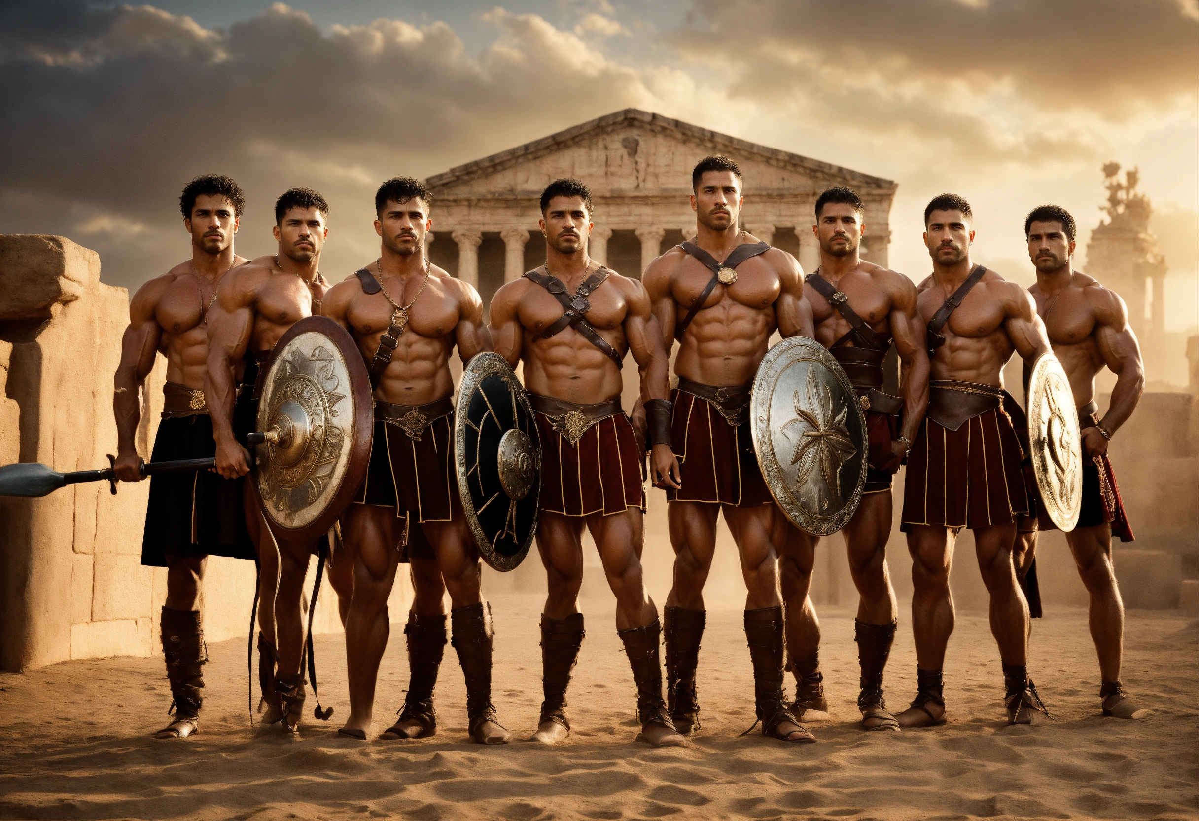 Lexica - Full body shot of a group of stunningly handsome roman ...
