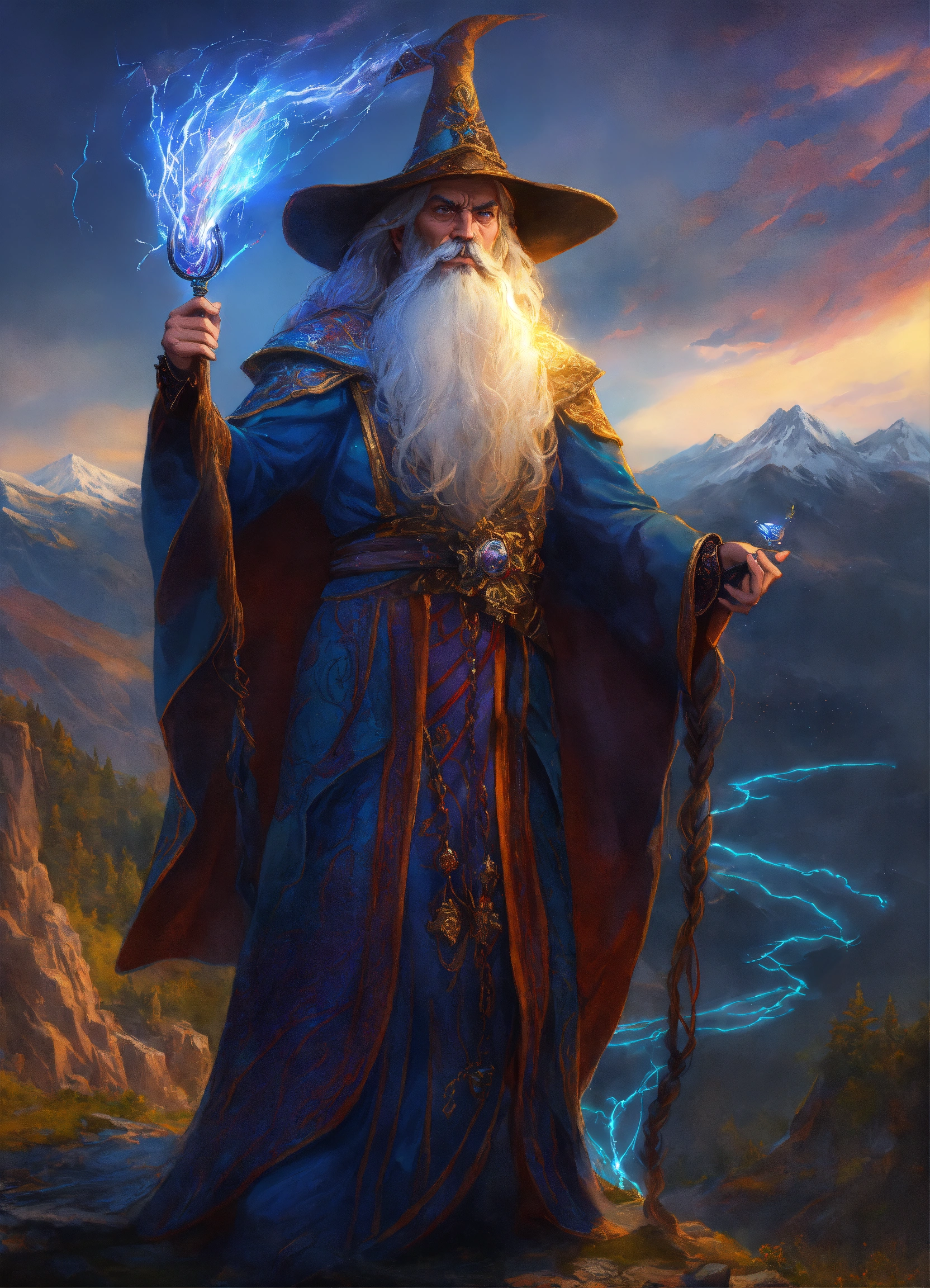 Lexica - Evil wizard, 60 years old, evil look, long multicolored beard ...