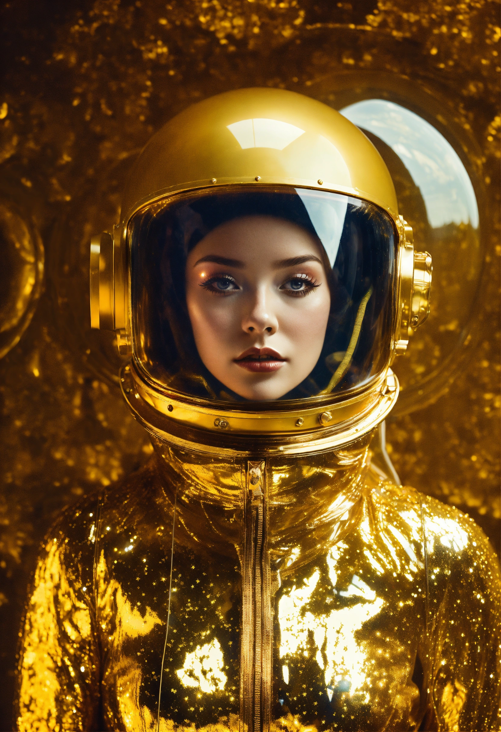 Lexica - Photography on Santorin planet, 60'S gorgeous astronaut woman ...