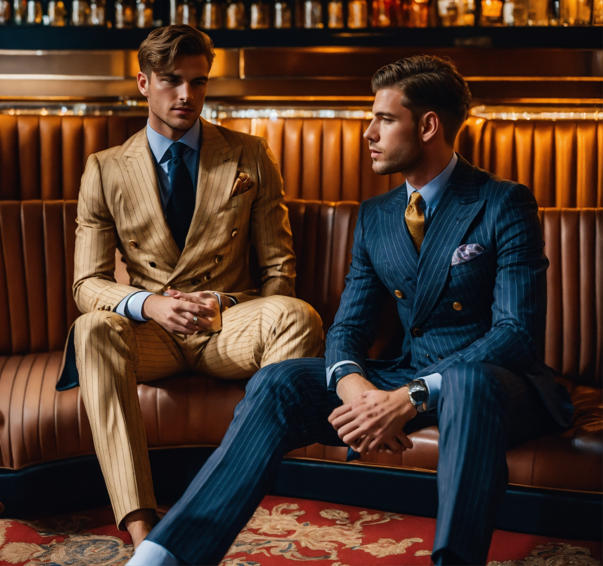 Lexica - Two young British businessmen in light straw pinstripe double ...