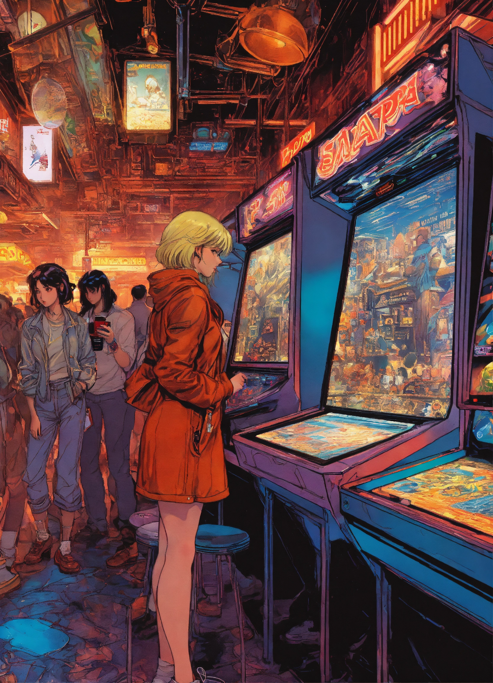 Lexica - Vintage 90's environmental wide shot of a chaotic bar at night ...