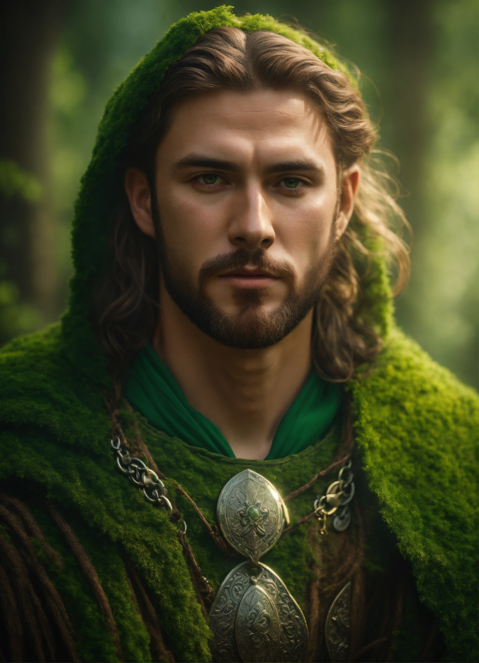 Lexica - A realistic full body portrait of a medival male druid, nature ...