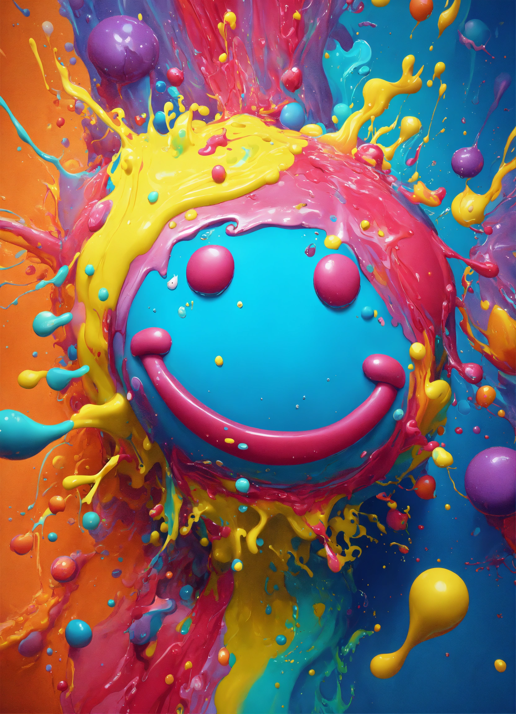 Lexica - Splash art, a quirky liquid portrait of a smiley , splash ...