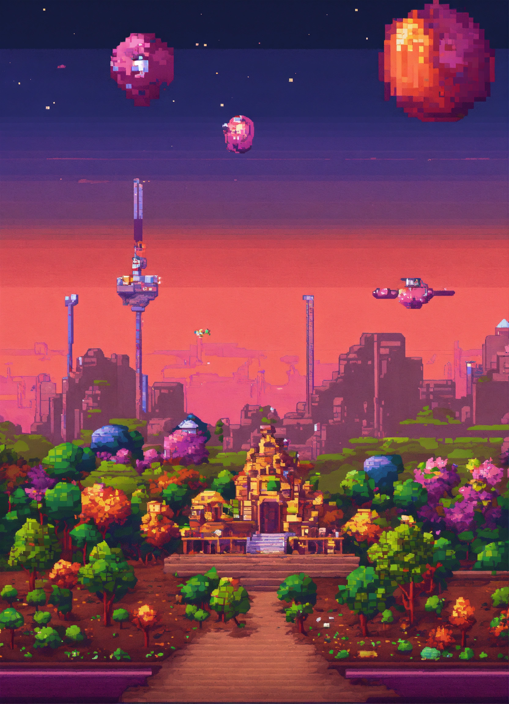 Lexica - Georgia okeef style, pixel art, planet, cultural shift ...