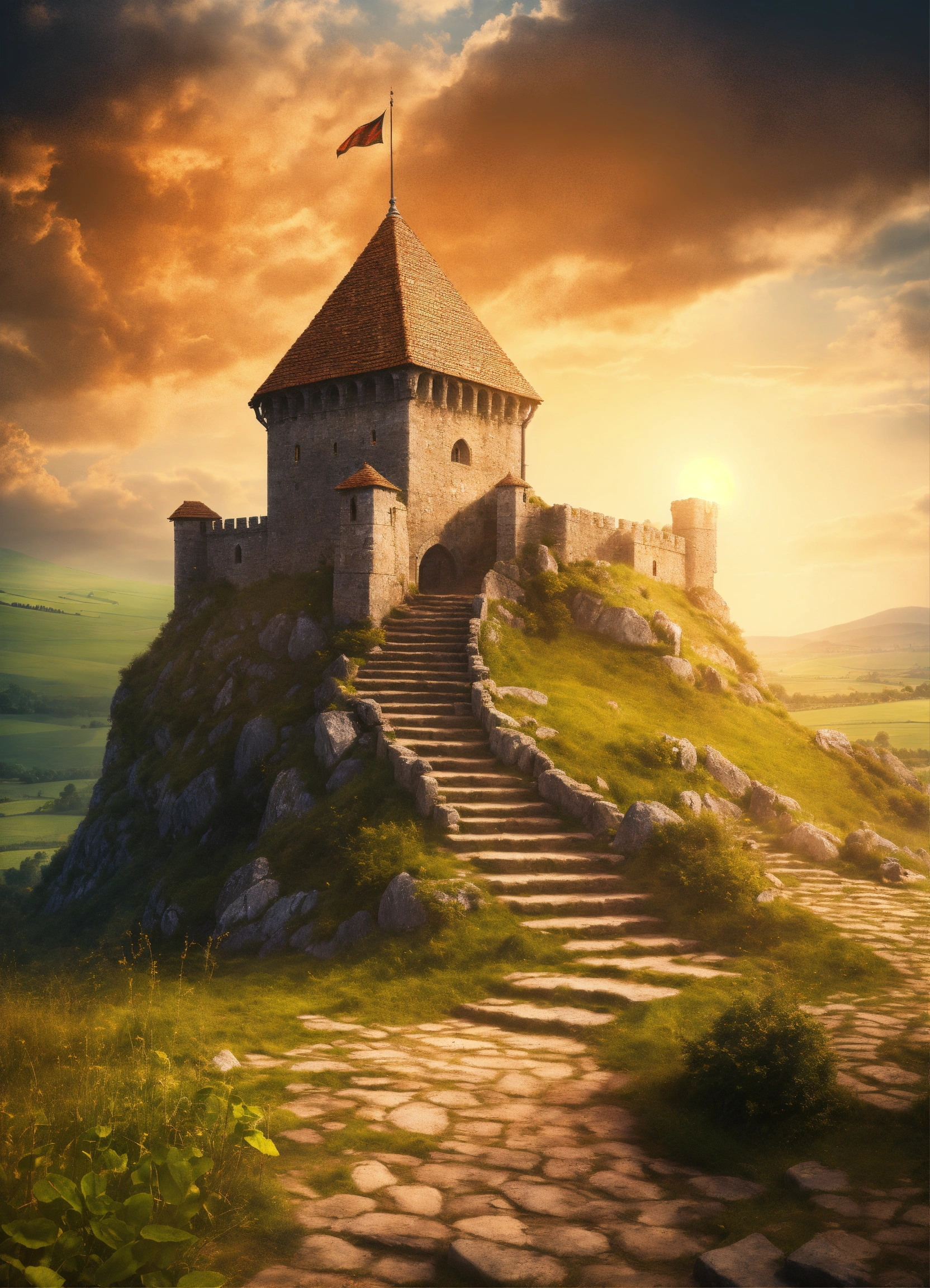 Lexica - Create a design Medieval background with fantasy lighting ...