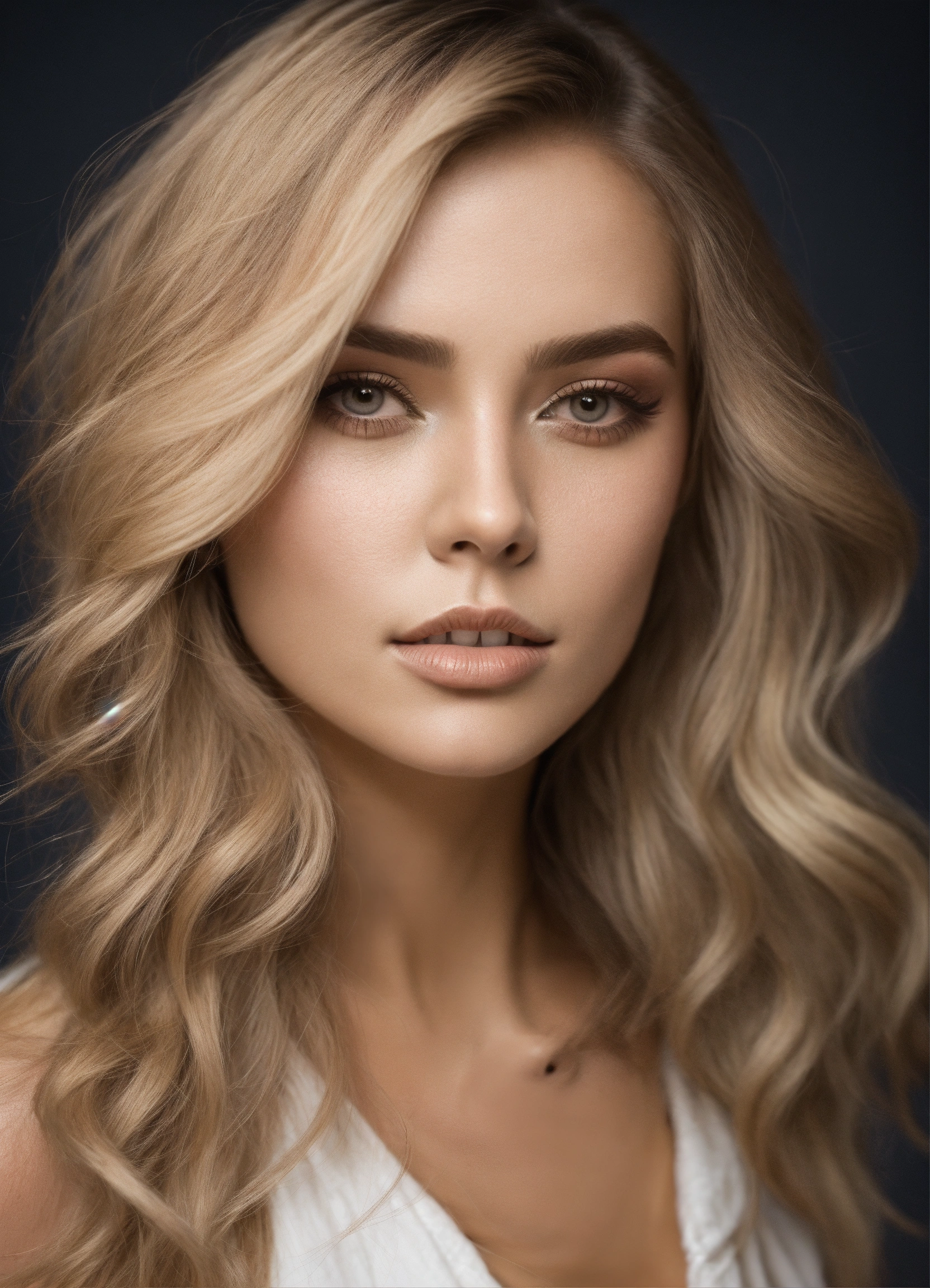 Lexica - Belle femme beau maquillage, cheveux foncés arrière tête ...