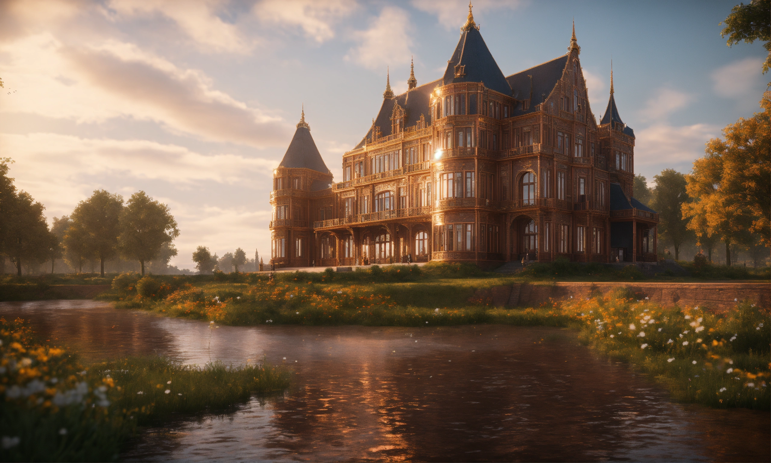 Lexica - Full image of a massive copper palace on a hill overlooking ...