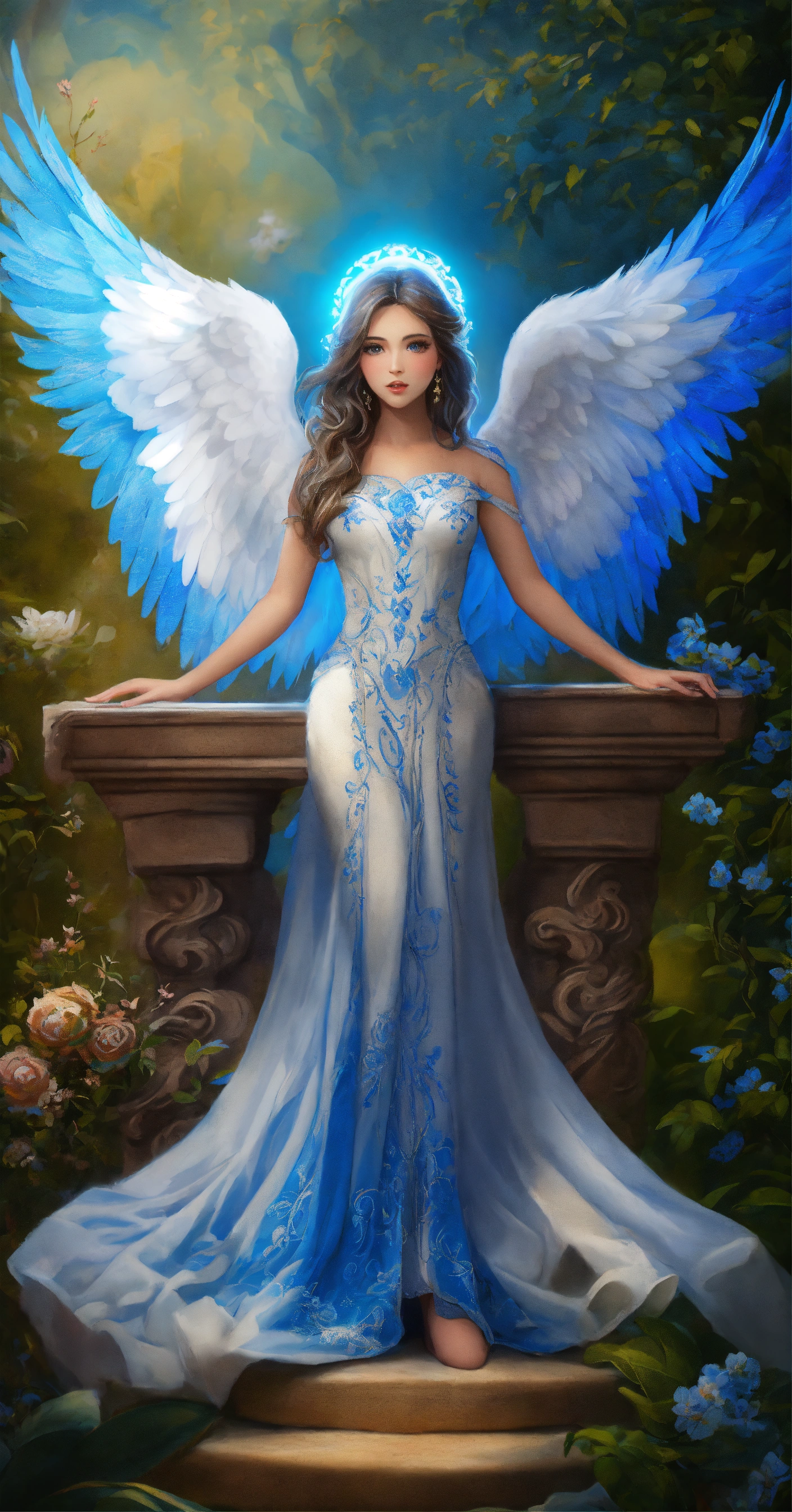 Lexica - 2 Angeles guardianes varones con alas de angel de color azul ...