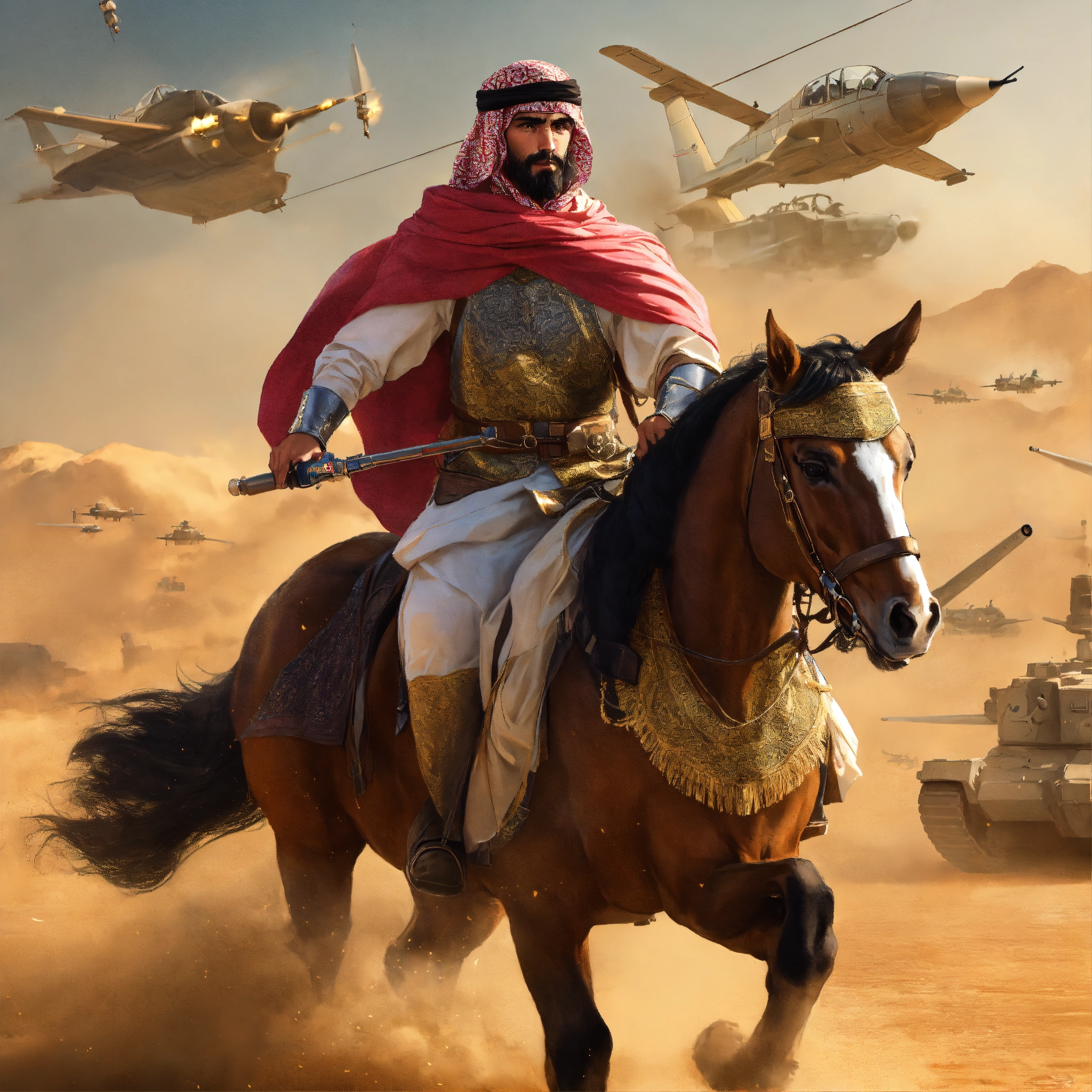 Lexica - An old Islamic-era Arabian knight in traditional Arab attire ...