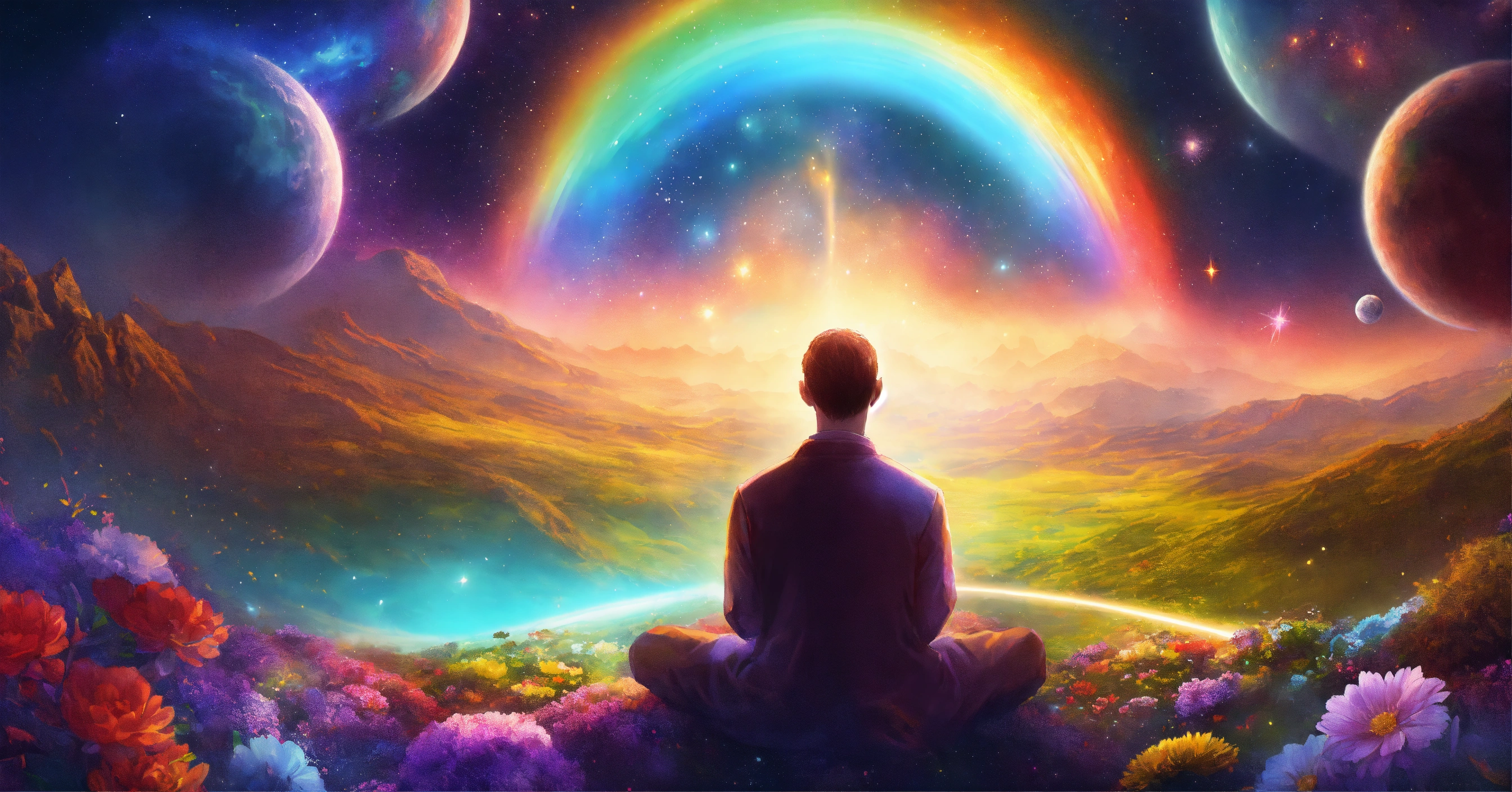 Lexica - Digital painting of praying hands, in space, meditation ...