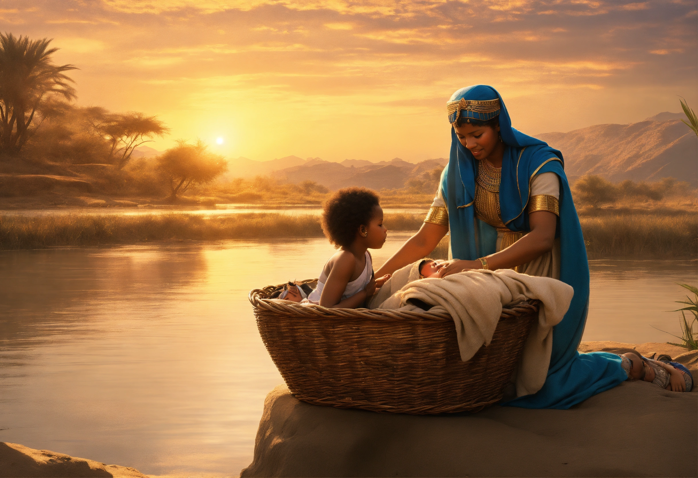 Lexica - Pharaoh's daughter takes baby Moses out of the basket that was ...