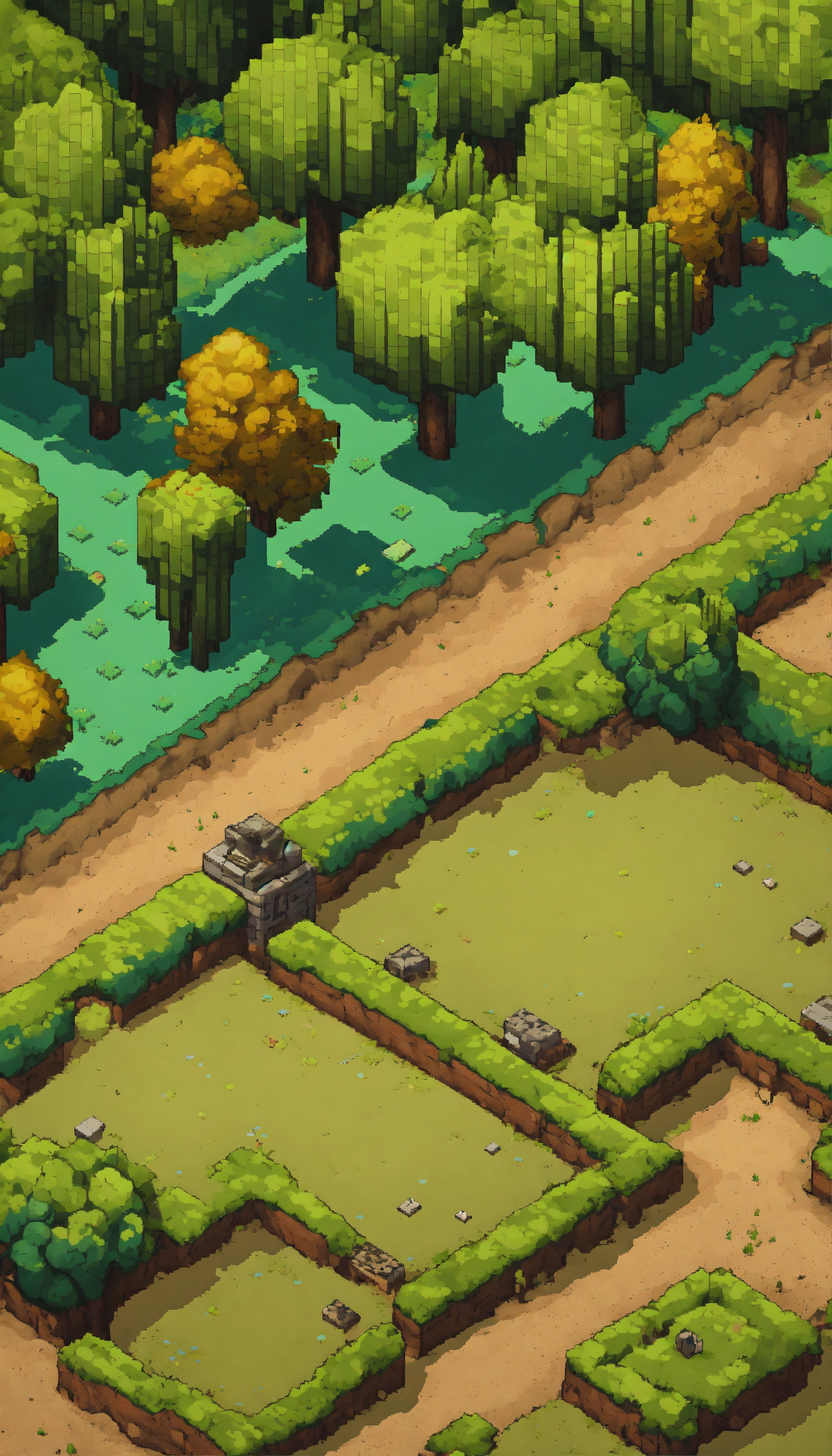 Lexica - Top down close up simple blocky pixel image of an empty post ...