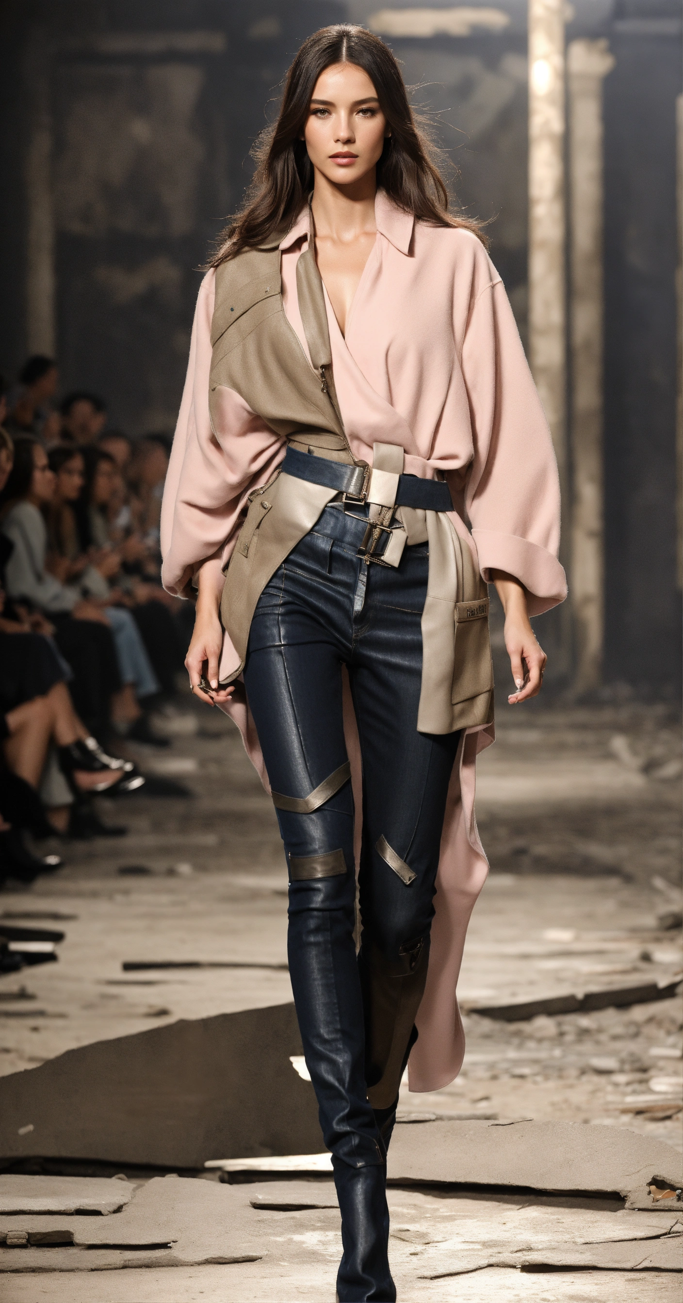 Lexica - 3d realistic photo of female soldier walking runway during ...