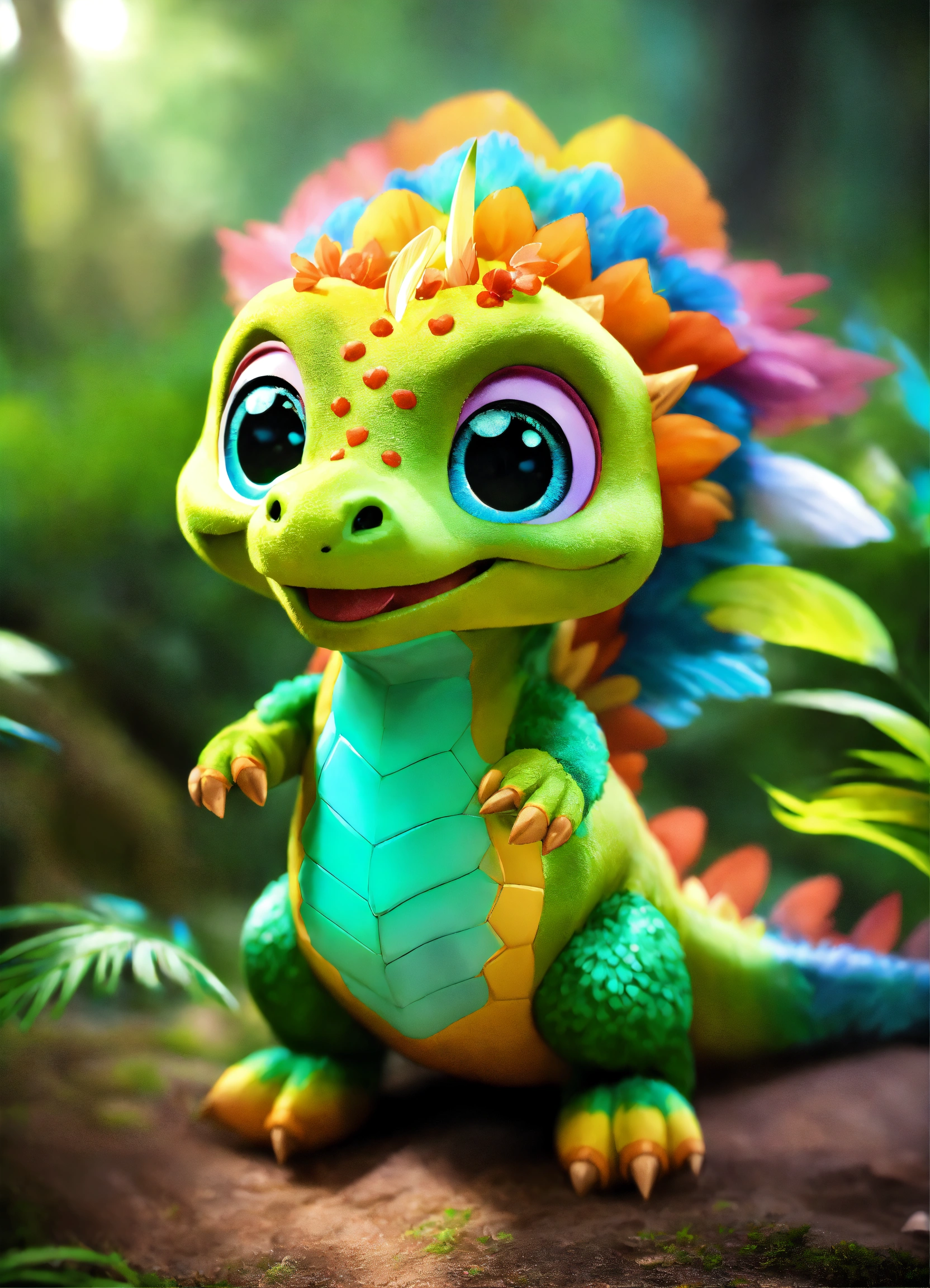 Lexica - An adorable and fluffy baby fantasy dinosaur with big color ...
