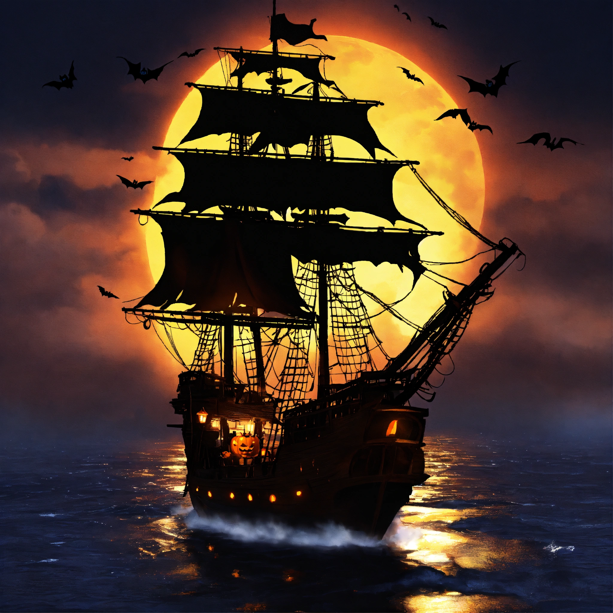 Lexica - Pirate halloween, pirate ship, night