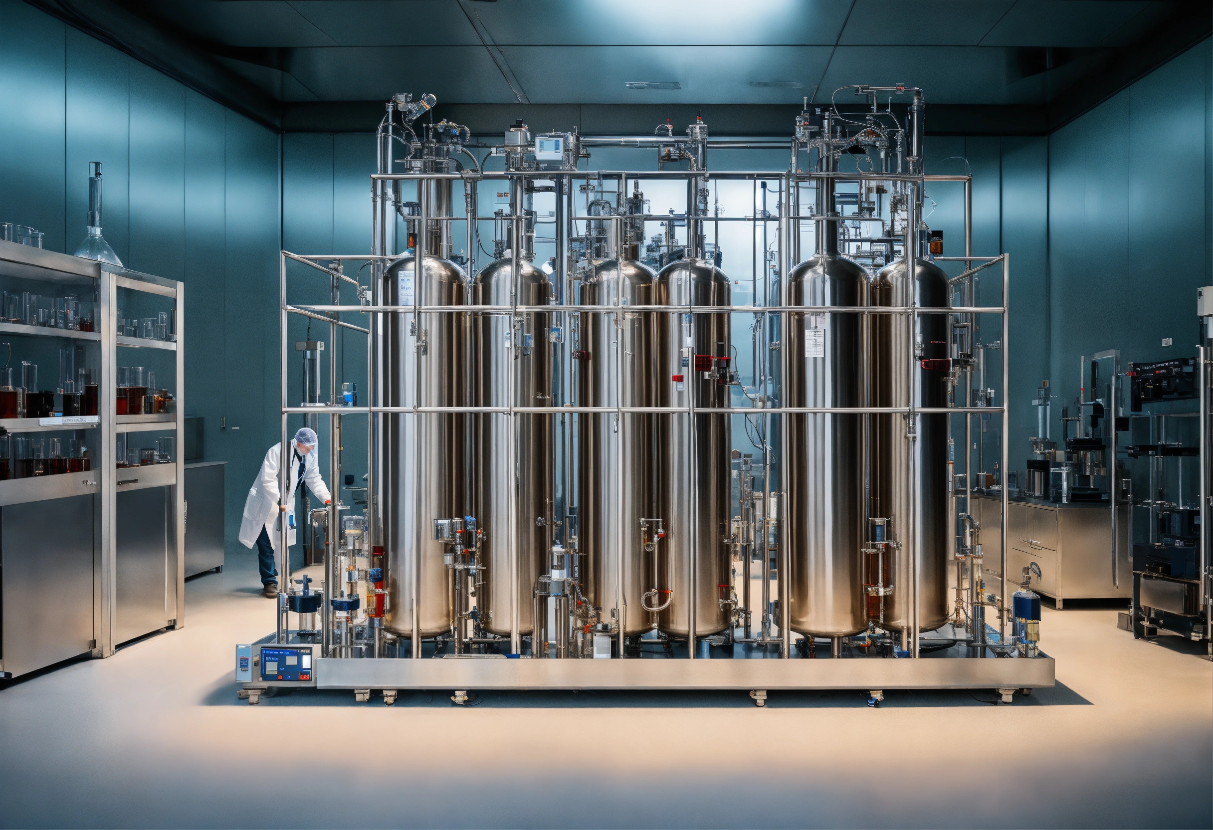 Lexica - Stainless steel vessel sirred tank bioreactor with many tubes ...