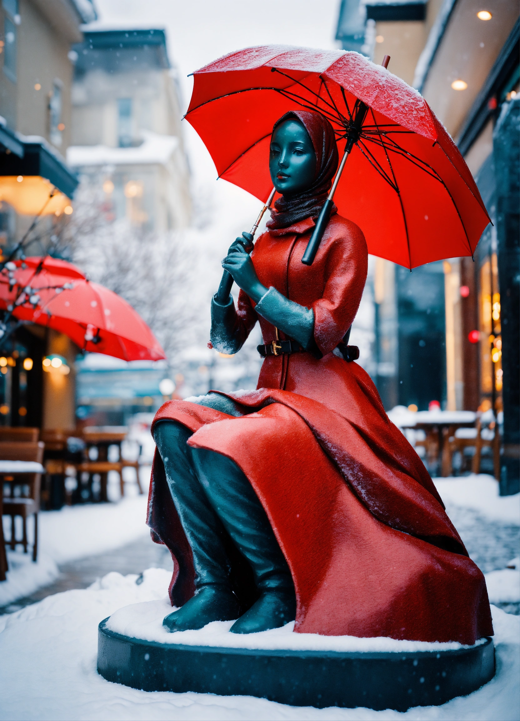 Lexica - Abstract hijab girl statue on a fluffy cloud holding a snowy ...