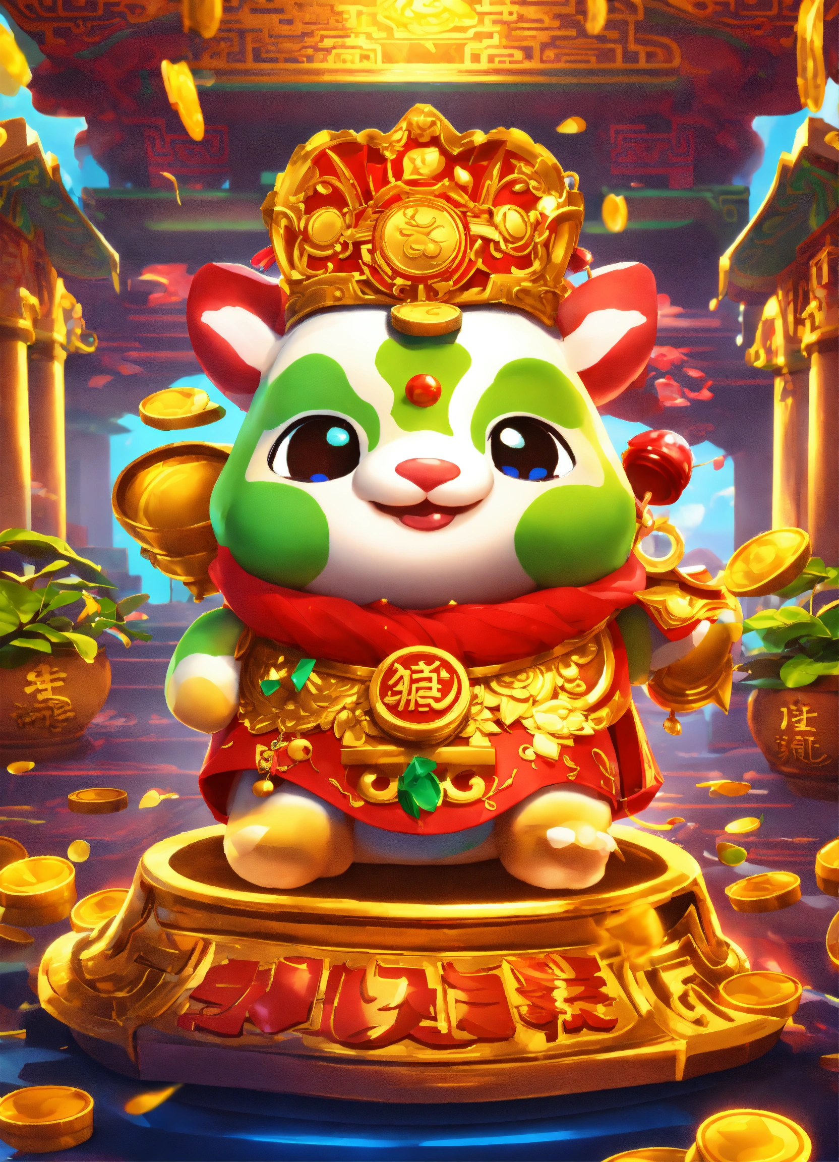 Lexica - 3D god of wealth (Chinese) slot machine game abstract treasure ...