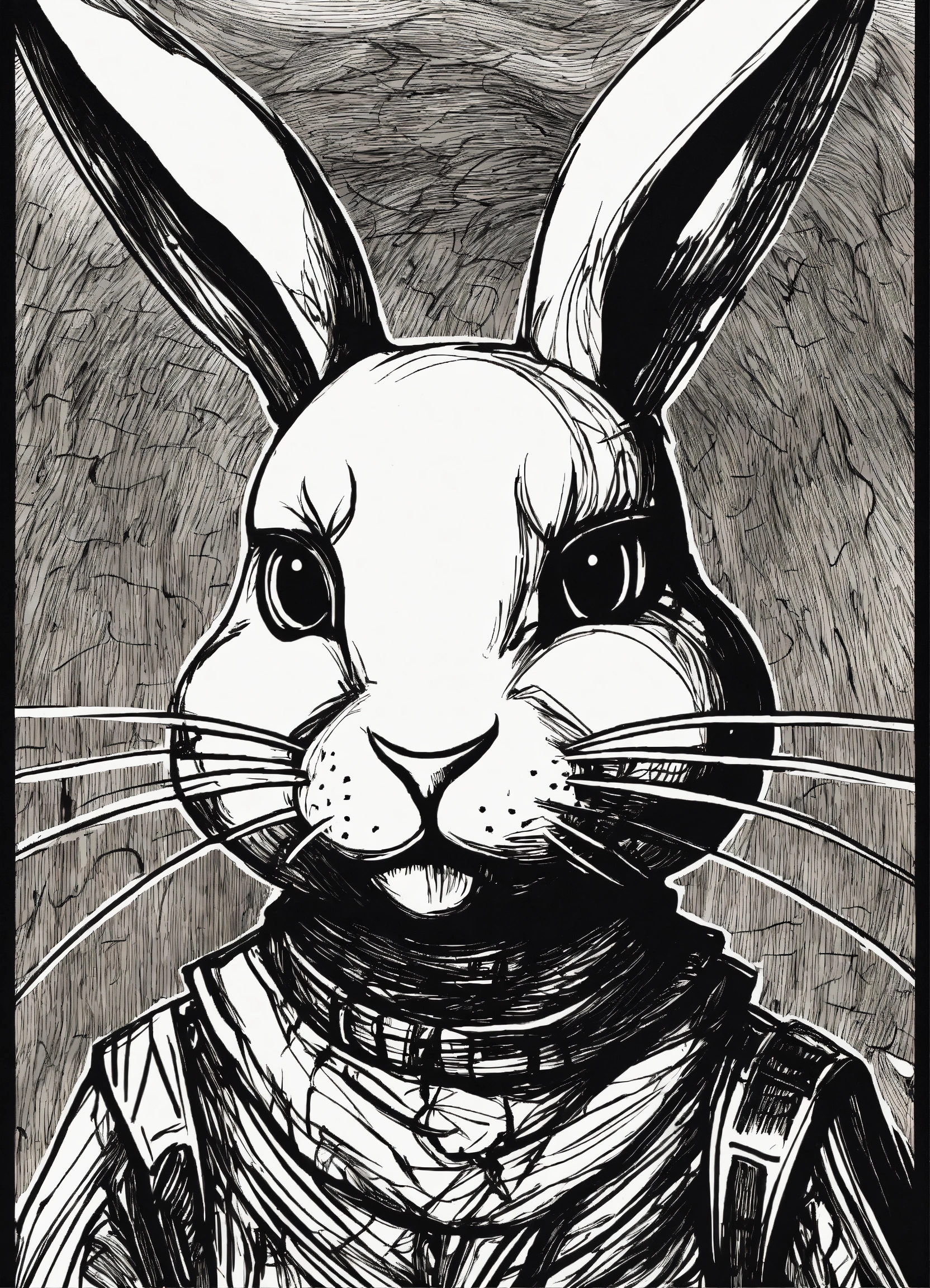 Lexica - Scratchy pen strokes, blind outline, fisheye perspective close ...