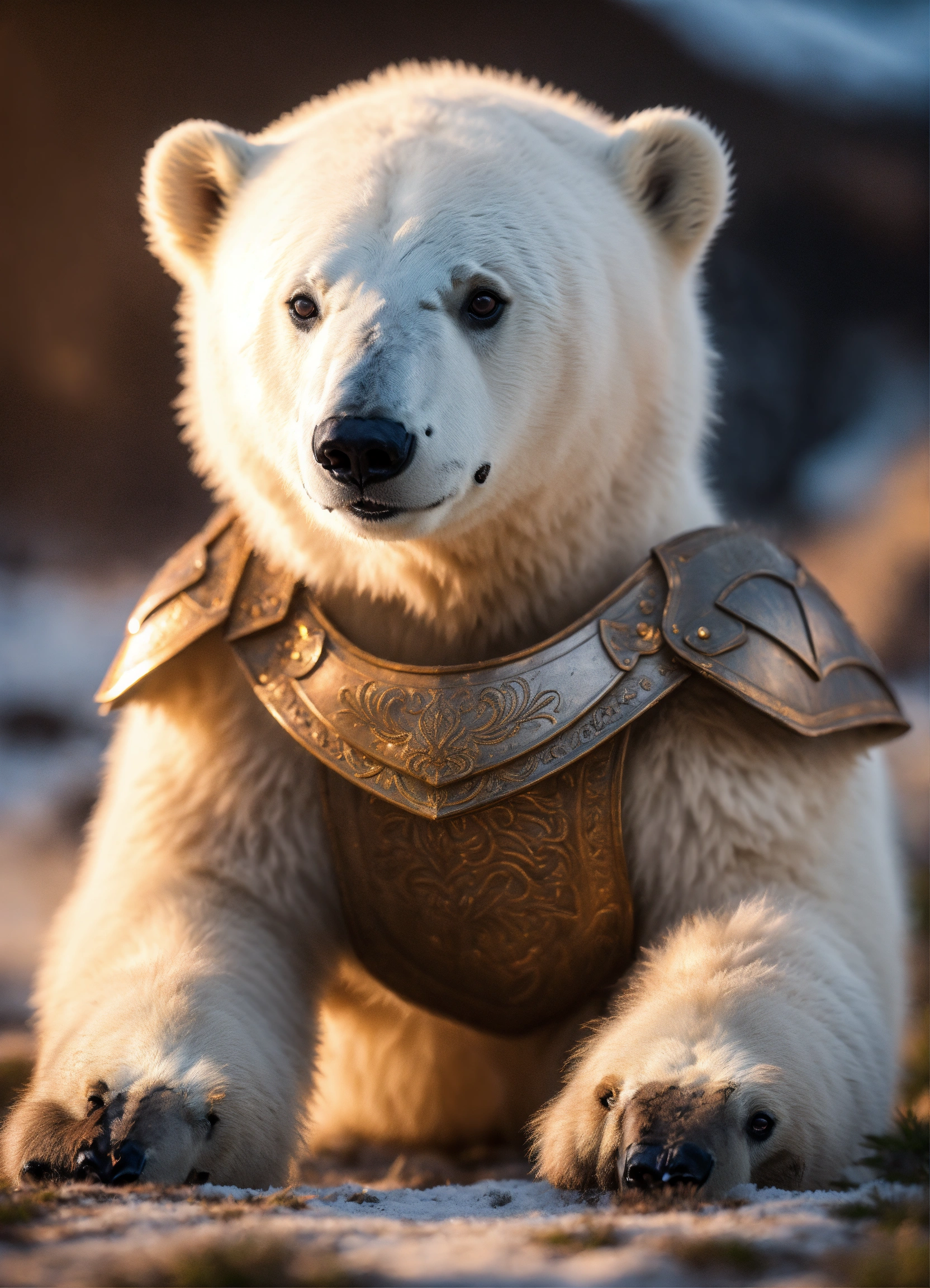 Lexica - Polar bear cub, leather armor, fantasy, best quality, full ...