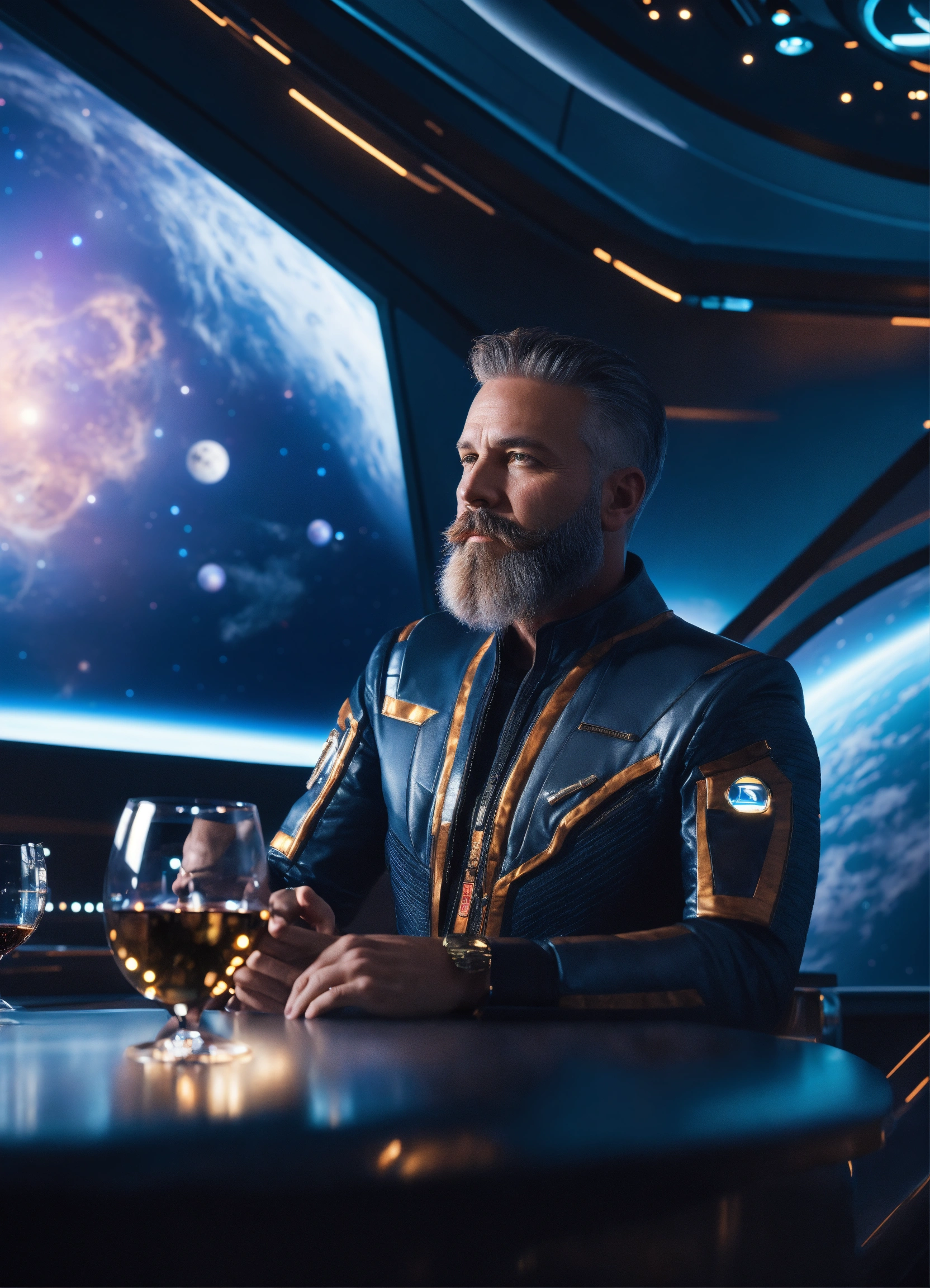 Lexica - 45 year old masculine man with trim beard in futuristic ...