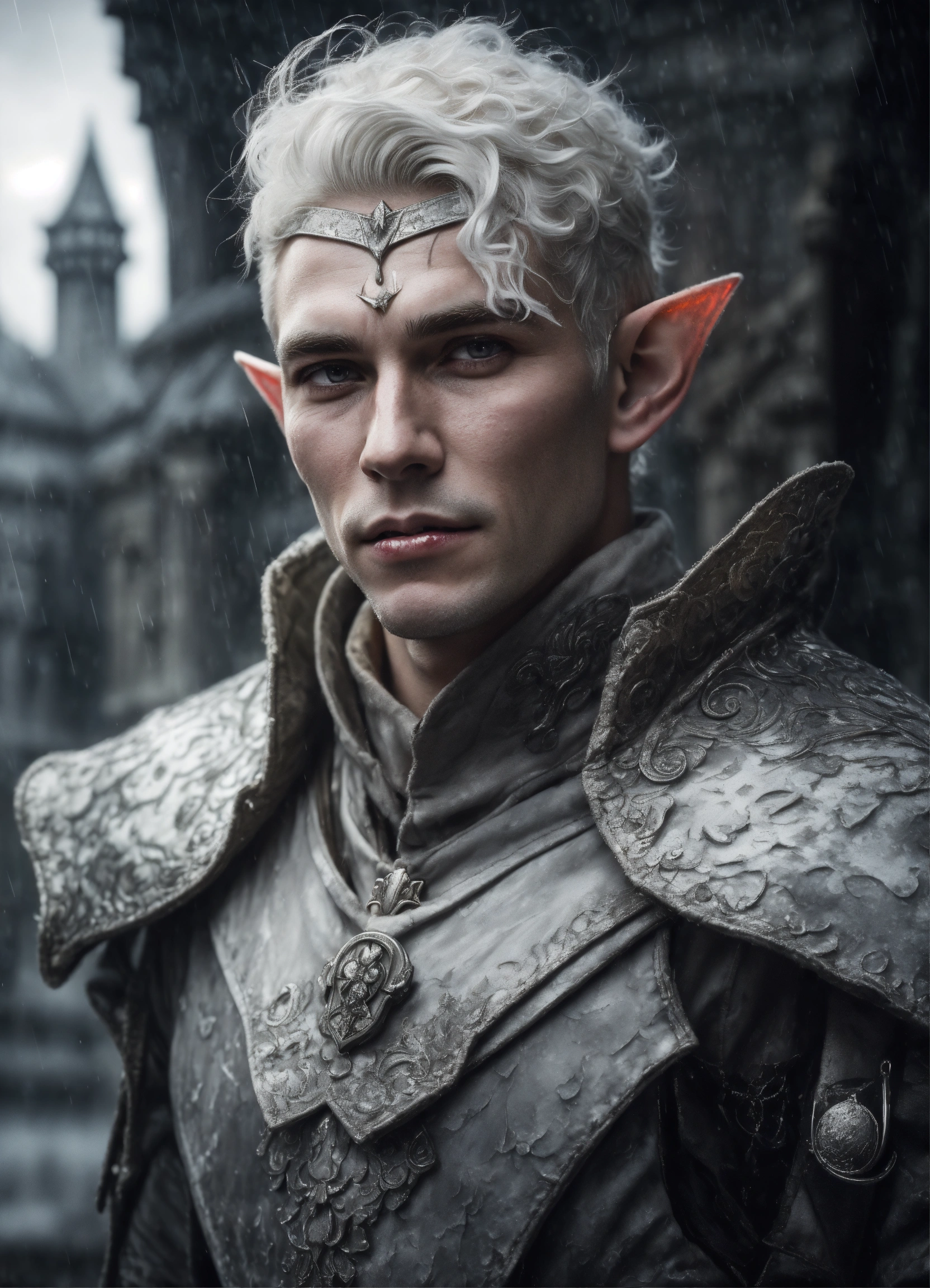Lexica - Fantasy portrait of a ash-grey skinned elf, masculine ...