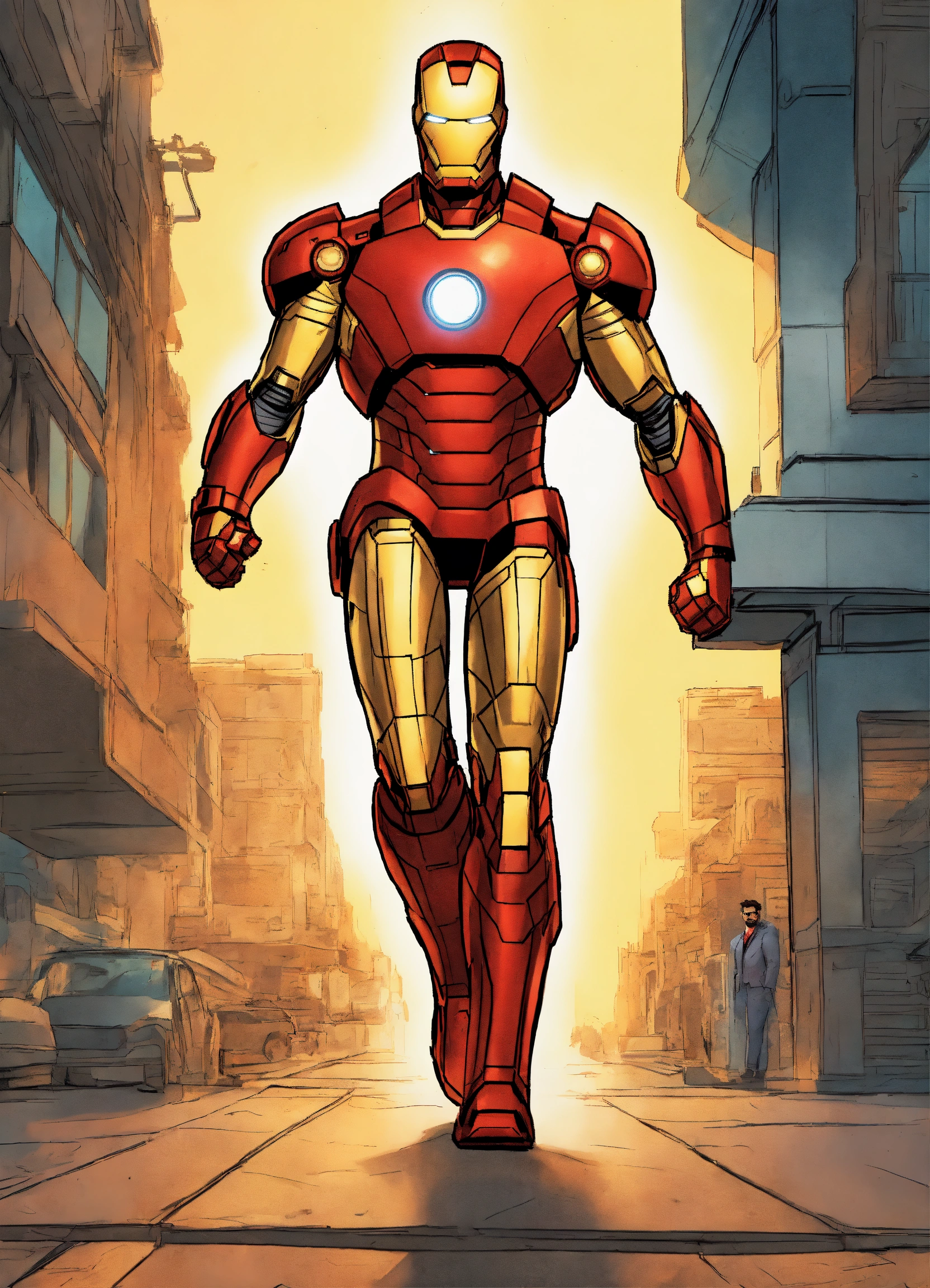 Lexica - A drawn comic book page, Marvel style Tony Stark in an Iron ...