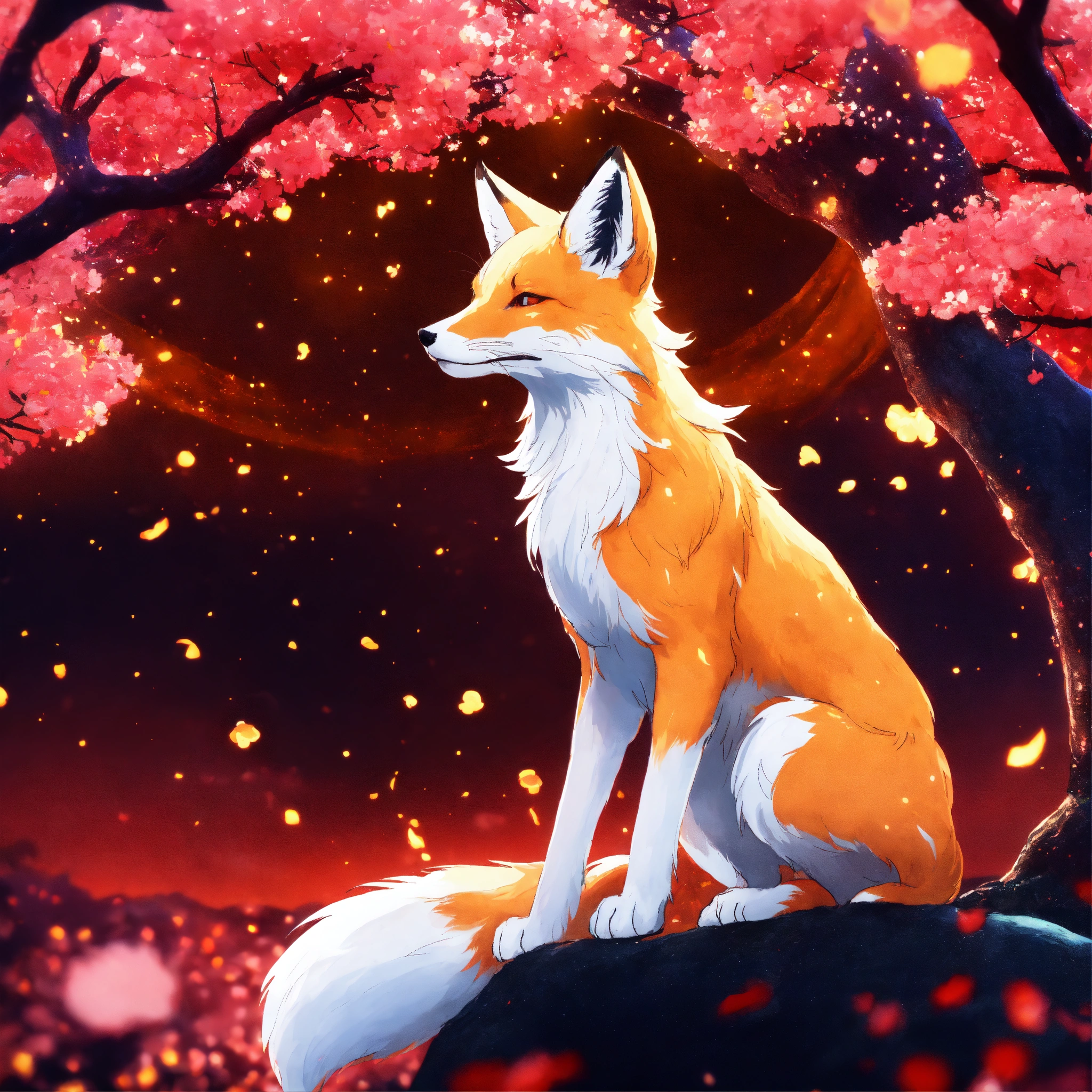 Lexica - Kitsune fox with flames coming out of it, surrounded by red ...