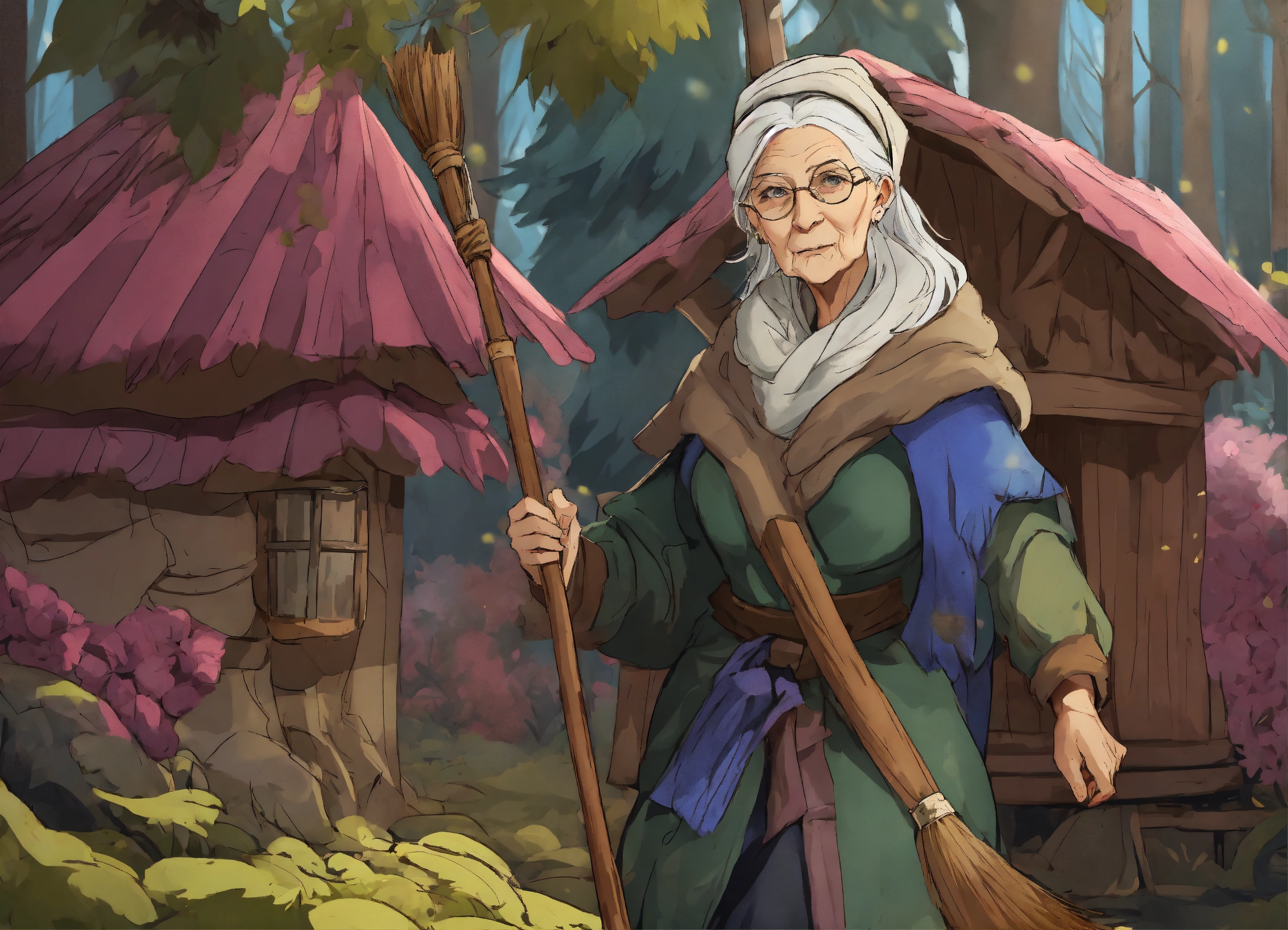 Lexica - Fantasy cartoon style scary old lady in the traditional Slavic ...