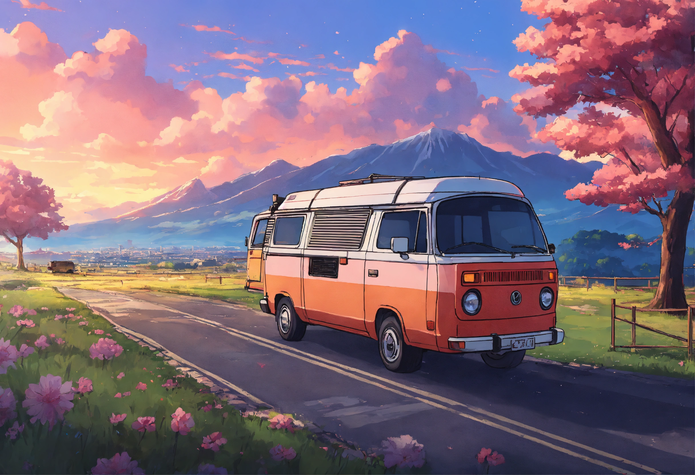 Lexica - Anime lofi combi van landscape