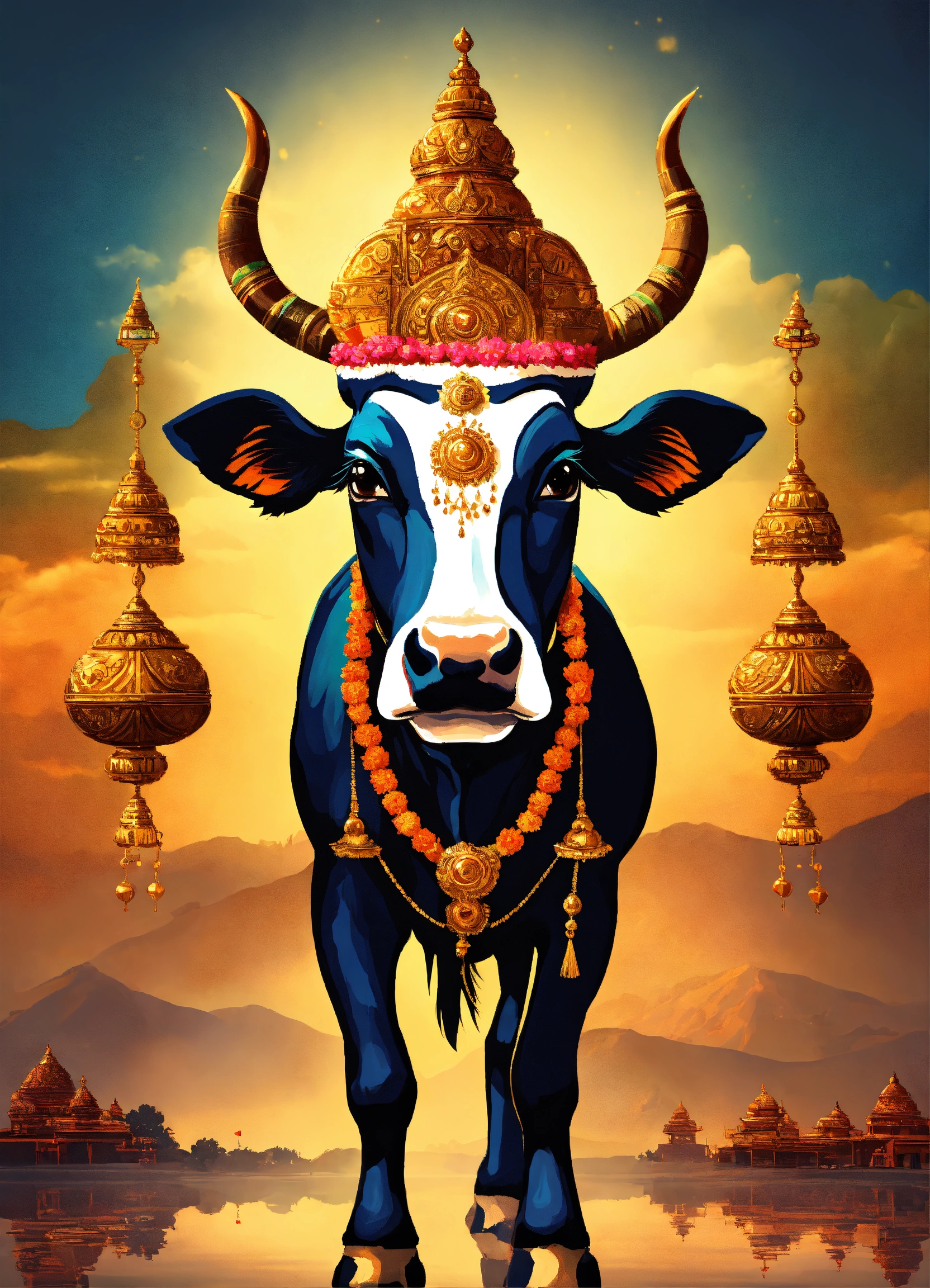 Lexica - Hindu cow worship, digital art, beautiful