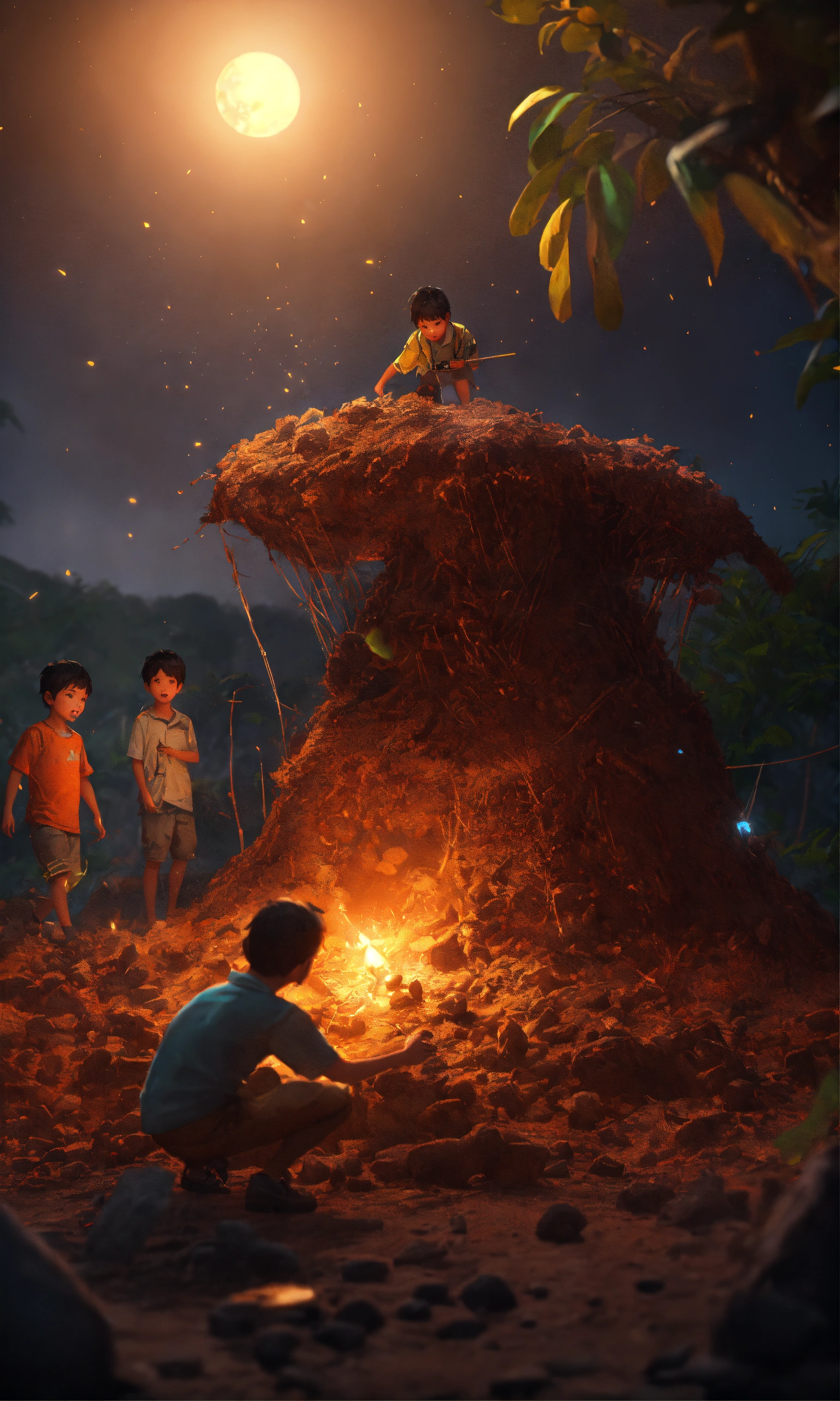 Lexica - Filipino kids playing and destroying a small termite mound at ...