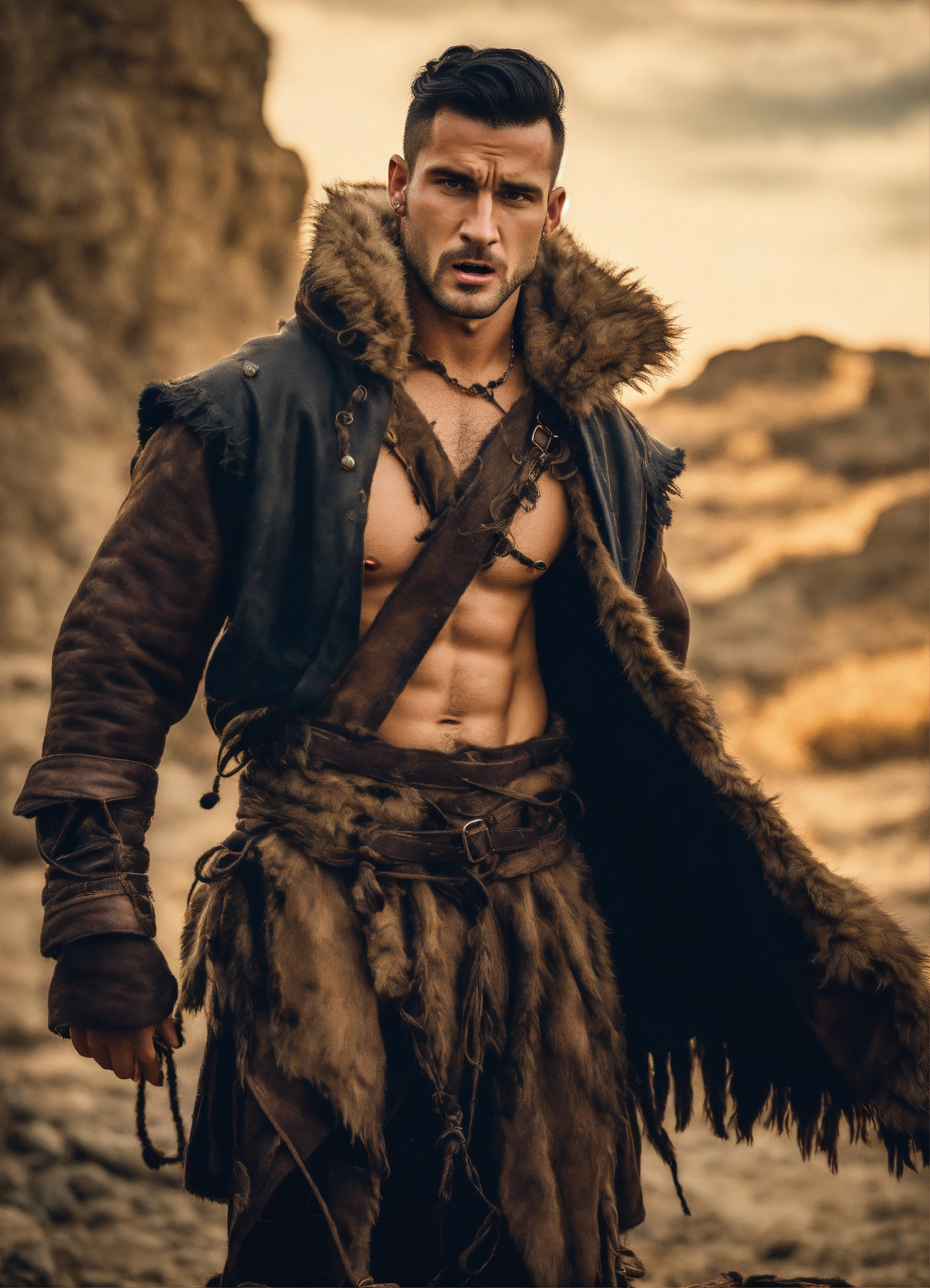 Lexica - In photographic style a rugged scruffy pale german male black ...