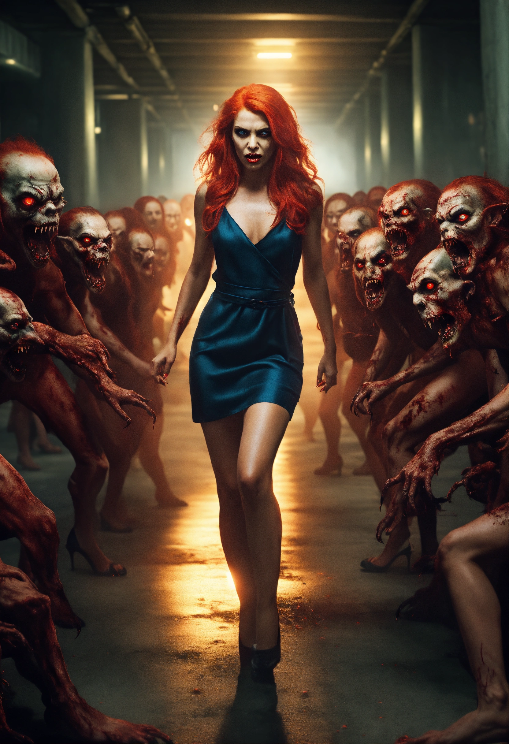 Lexica - A beautiful red haired Werewolf woman, in a short silk dress ...
