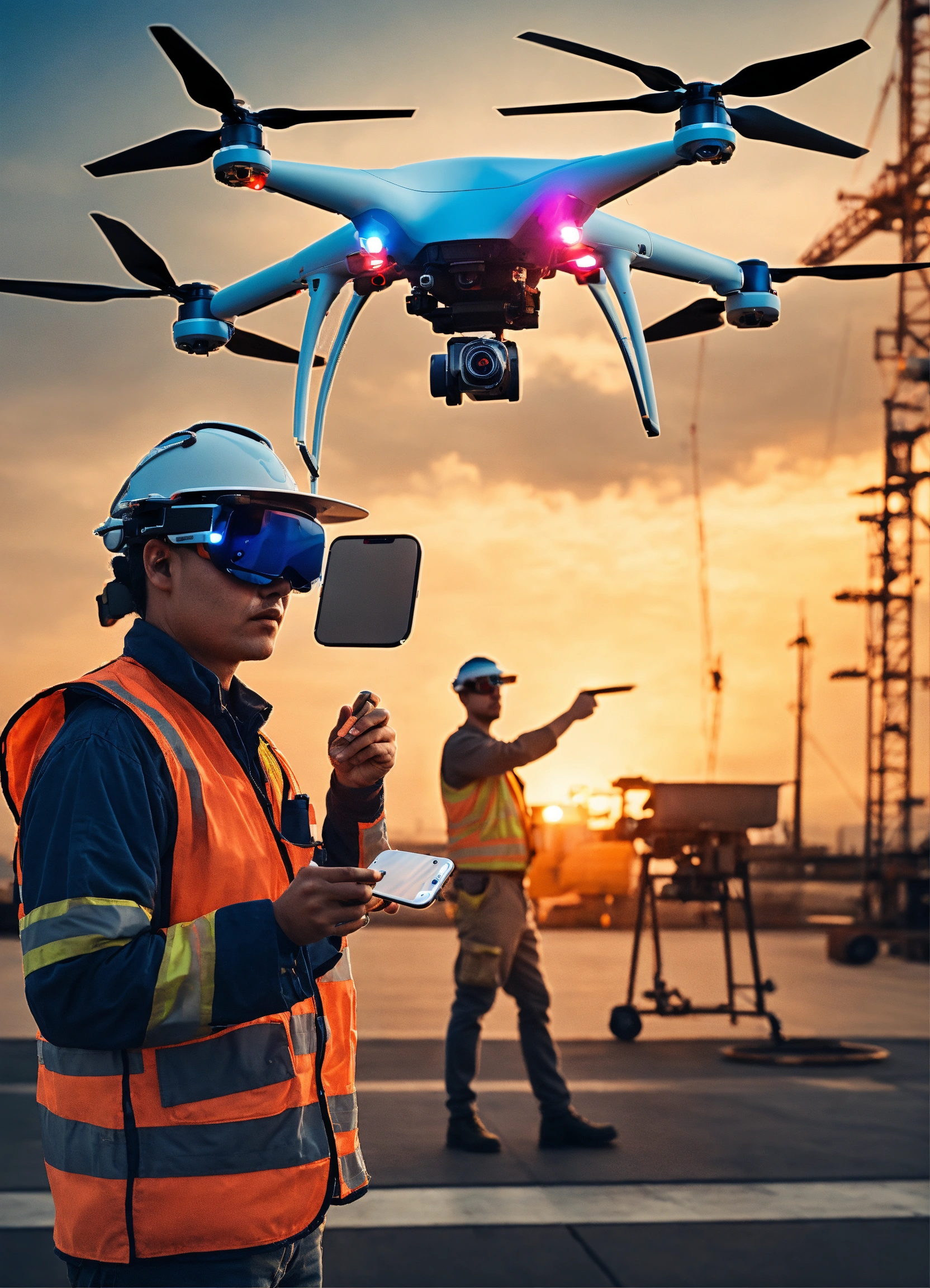 Lexica - "laborers using 3D augmented reality glasses for danger ...